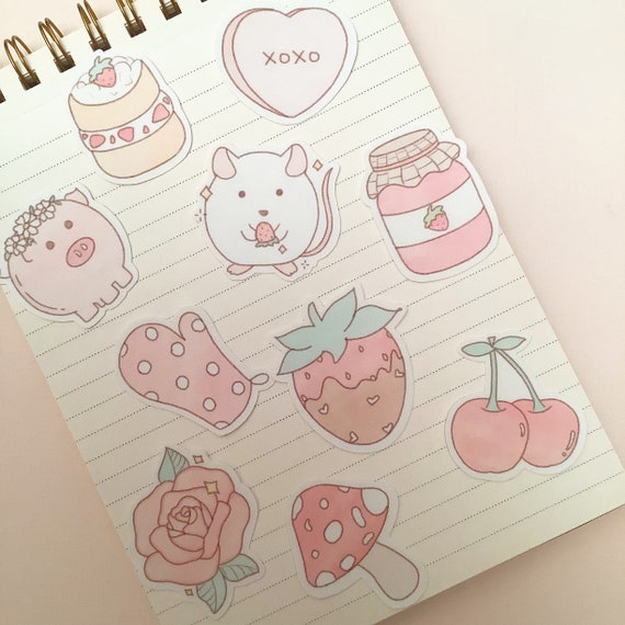 Red Sticker Pack / Pink Sticker / Trendy / Pastel / Kawaii / - Etsy