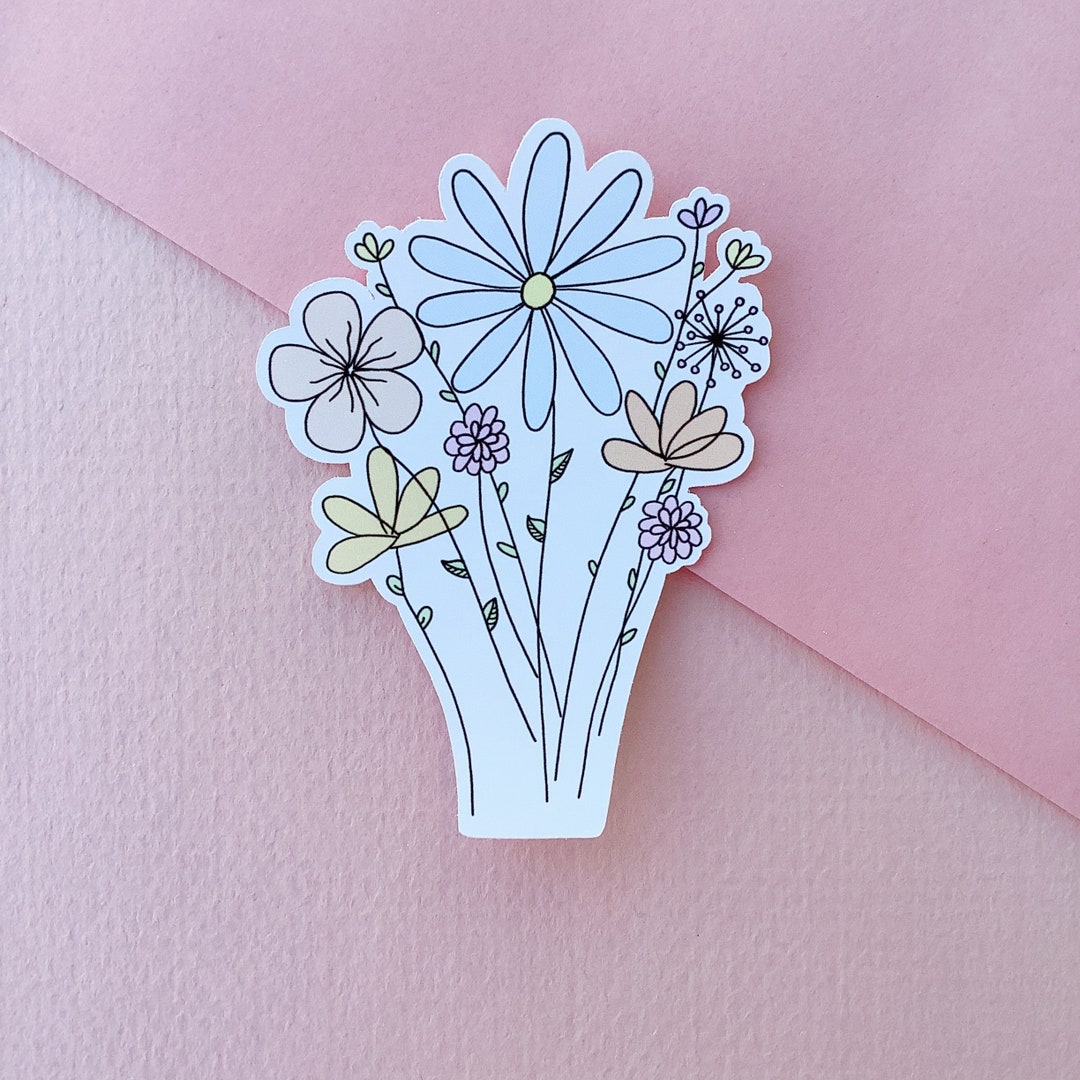 Pastel Flower Bouquet Sticker / Pastel Sticker / Botanical / - Etsy