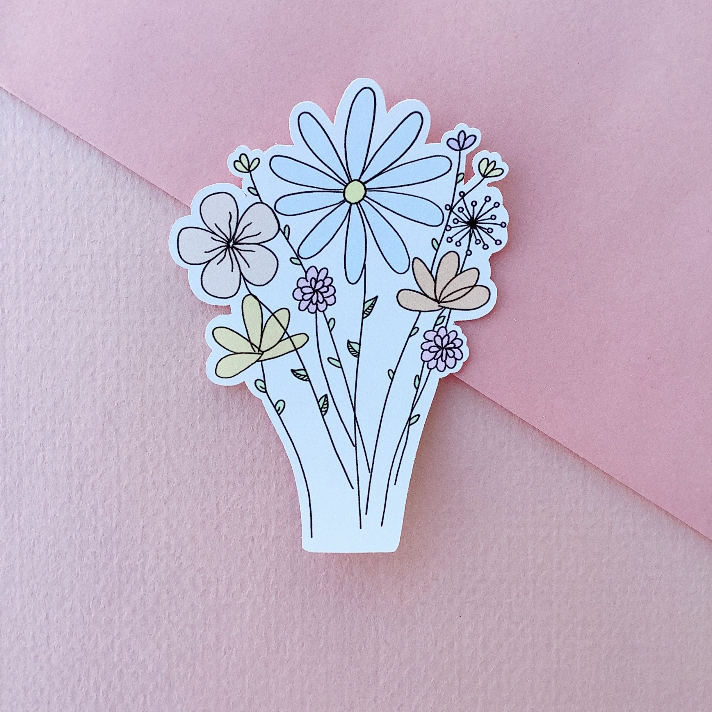 Pastel Flower Bouquet Sticker / Pastel Sticker / Botanical / | Etsy
