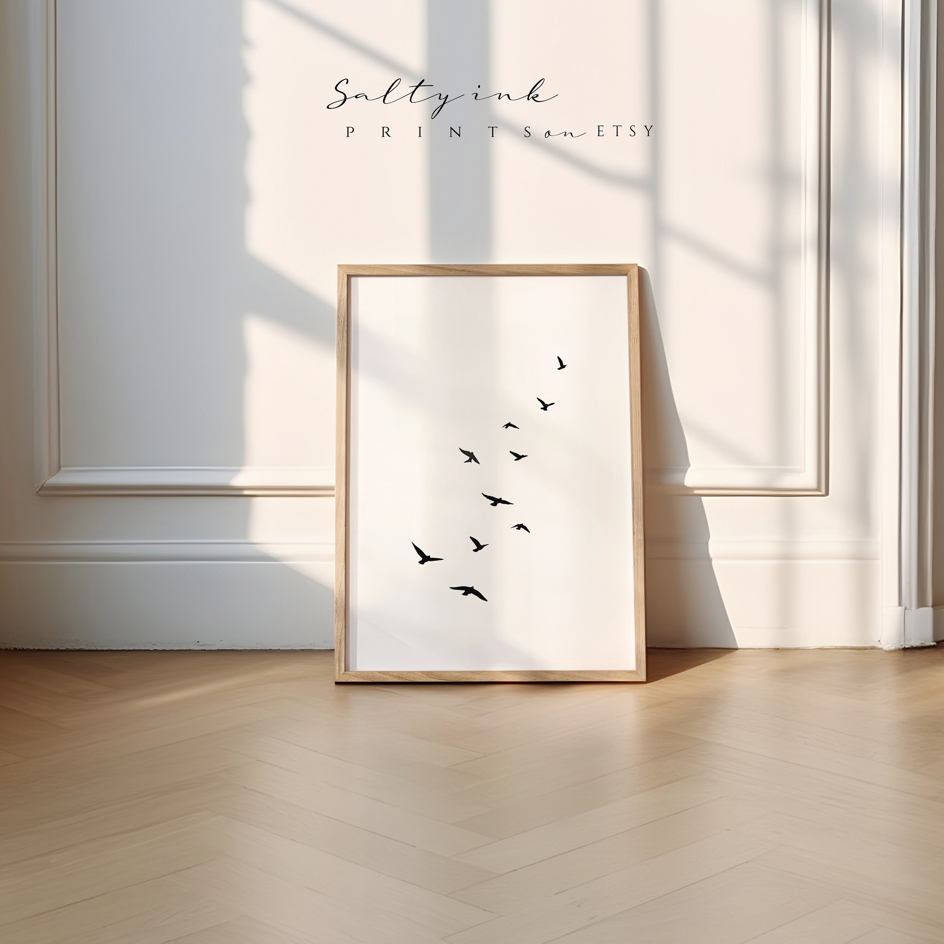 100x70cm Simple Flying Birds Black and White Art Minimal Birds Wall ...
