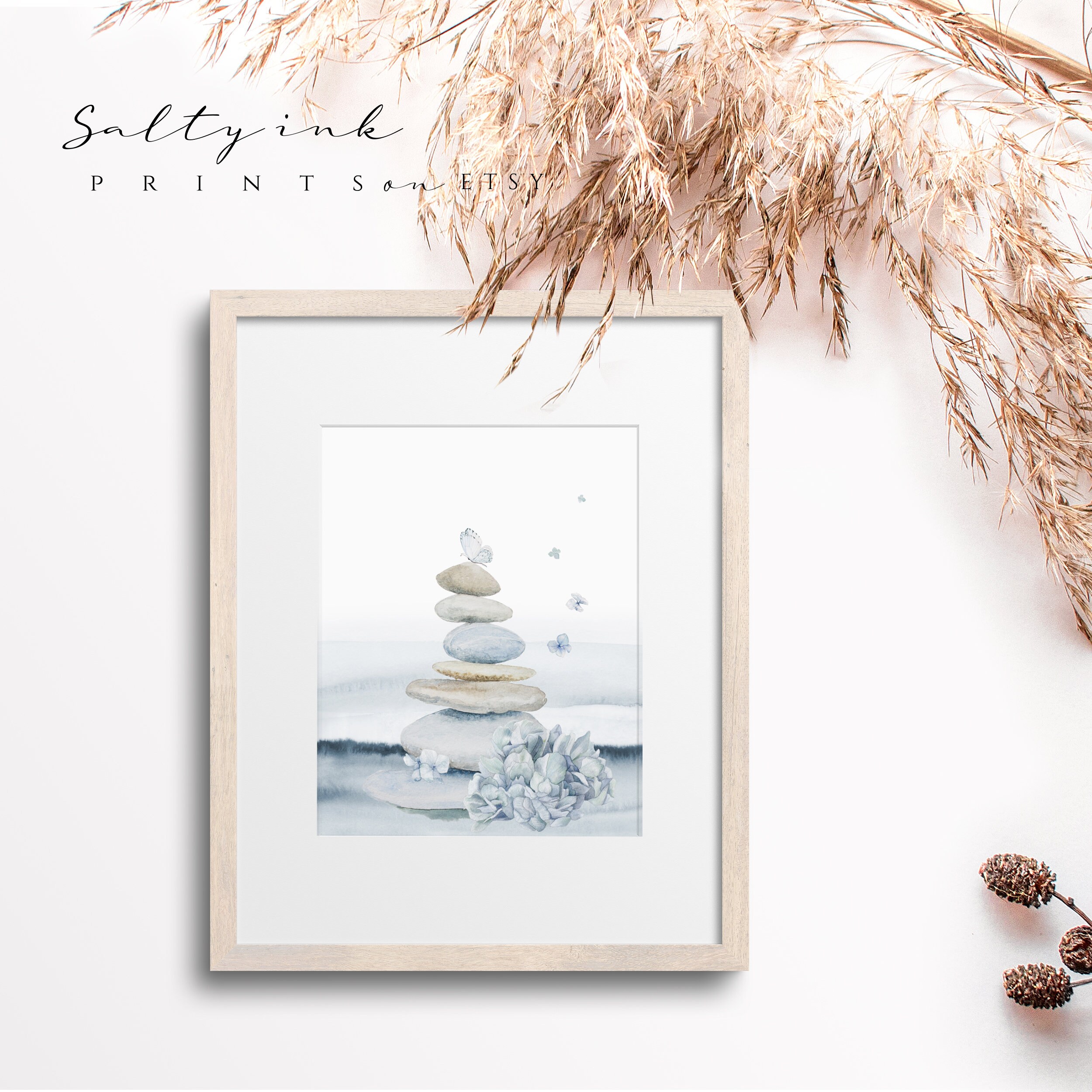 River Stone Zen Wall Art ,stacking Stone Zen Wall Art Printable ...