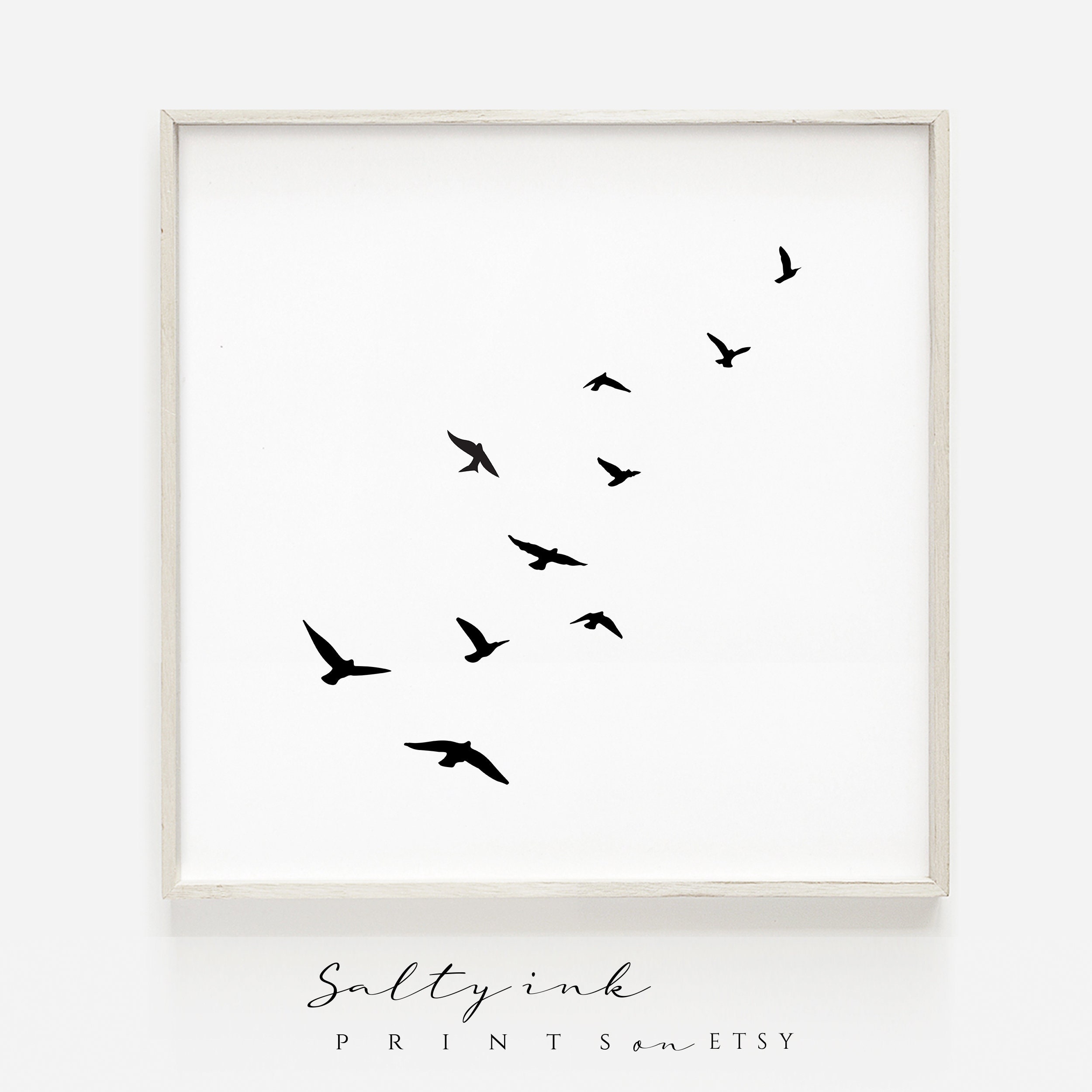 Square Simple Flying Birds Black and White Art,minimal Birds Wall Print ...