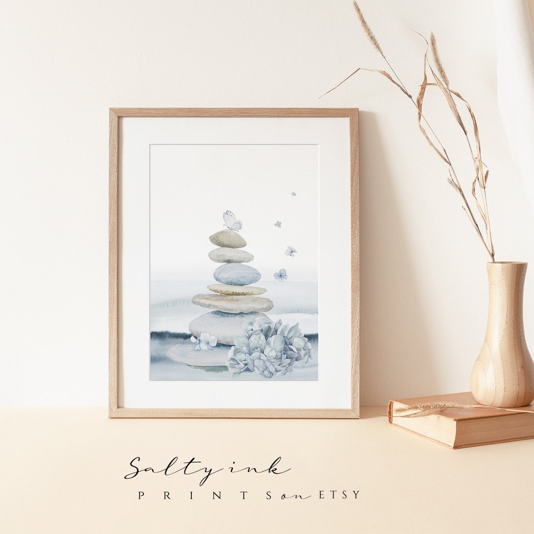 River Stone Zen Wall Art ,stacking Stone Zen Wall Art Printable ...