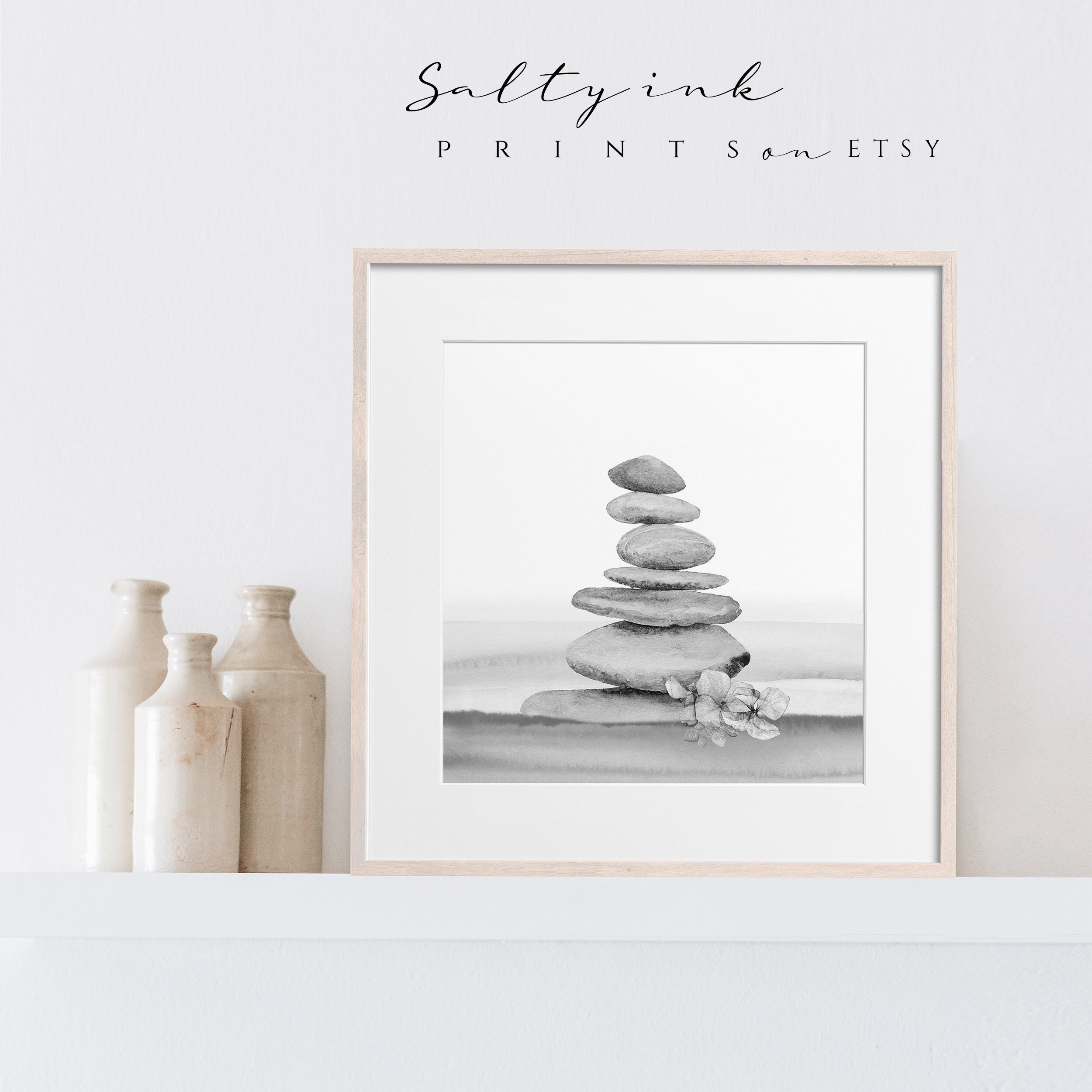 River Stone Wall Art Stacking Stone Zen Wall Art Printable Natural ...