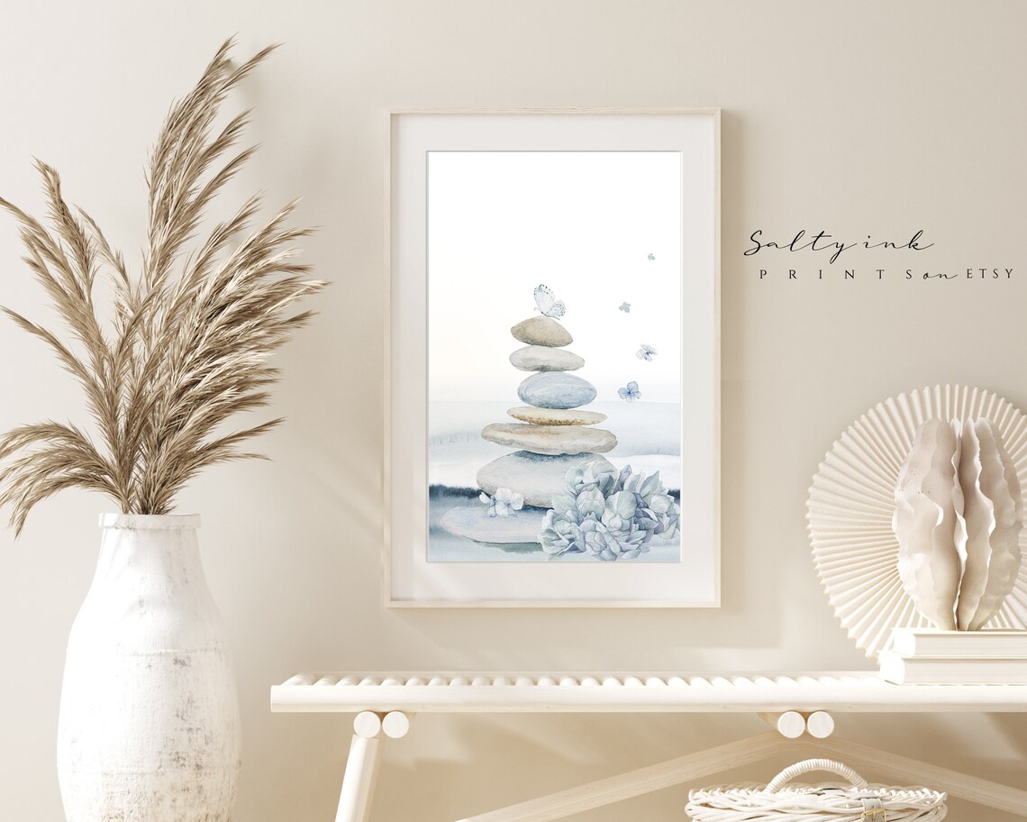 River Stone Zen Wall Art ,stacking Stone Zen Wall Art Printable ...