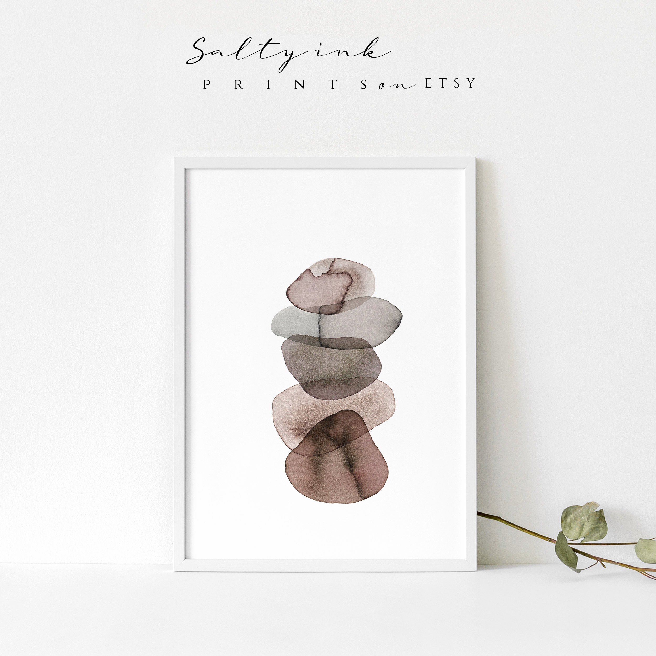 Stacking Stones Art,grey Tone Stone Watercolour Print,meditation Stone ...