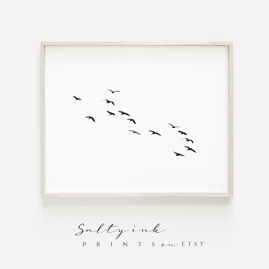 Flying Birds Simple Wall Print Download Flock of Birds Black and White ...