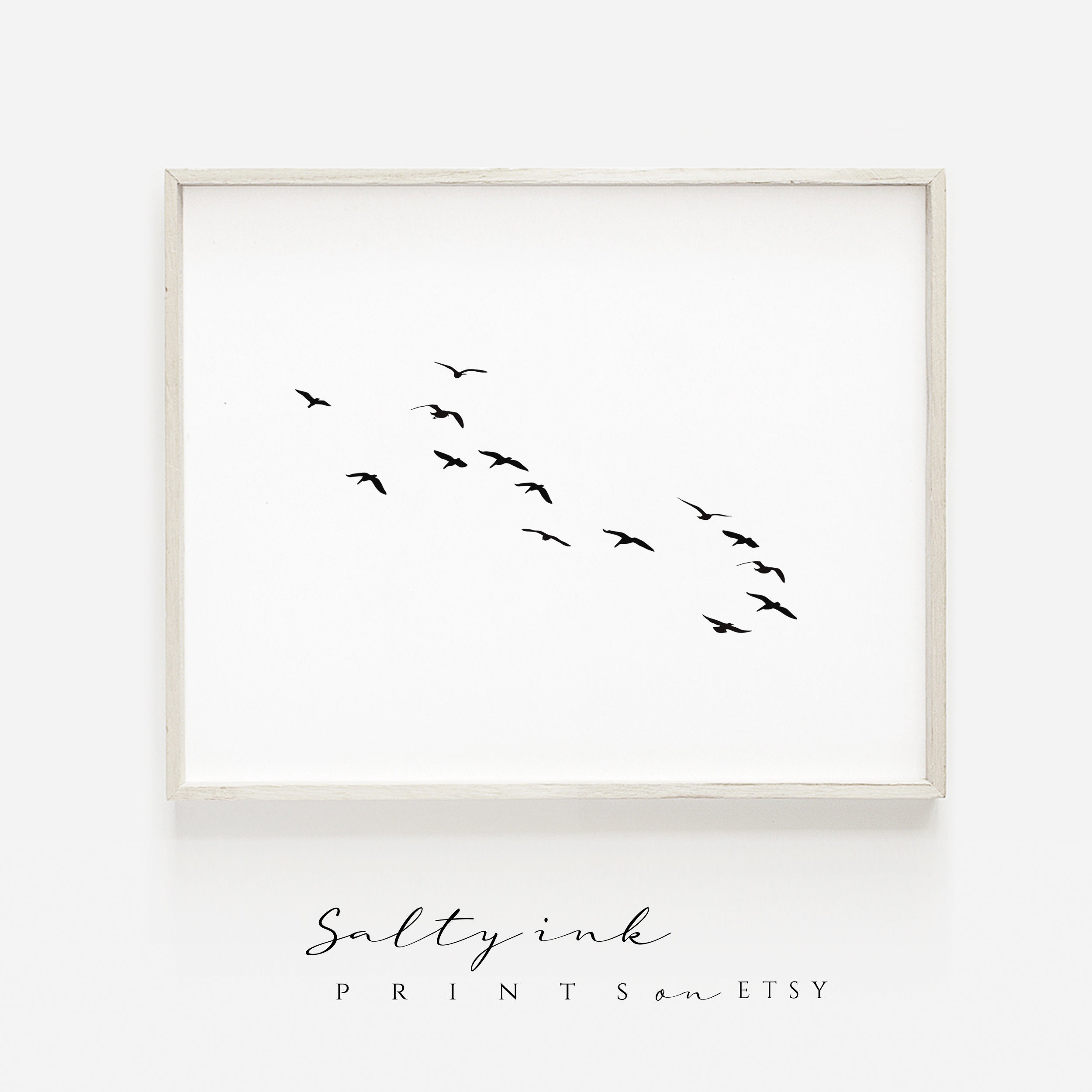 Flying Birds Simple Wall Print Download Flock of Birds Black - Etsy