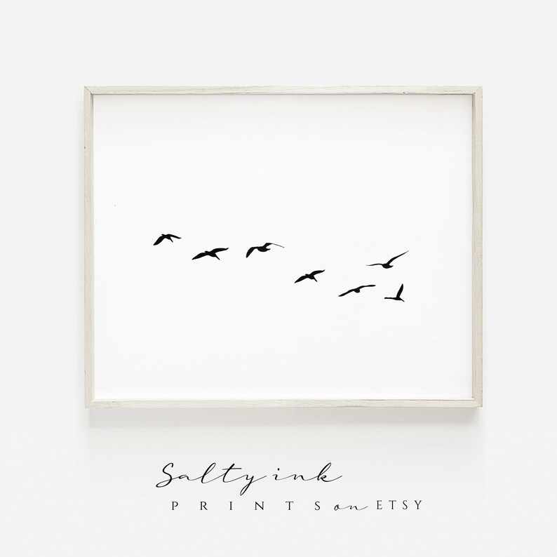 Flying Birds Minimal Wall Print Download Flock of Birds Simple Print ...
