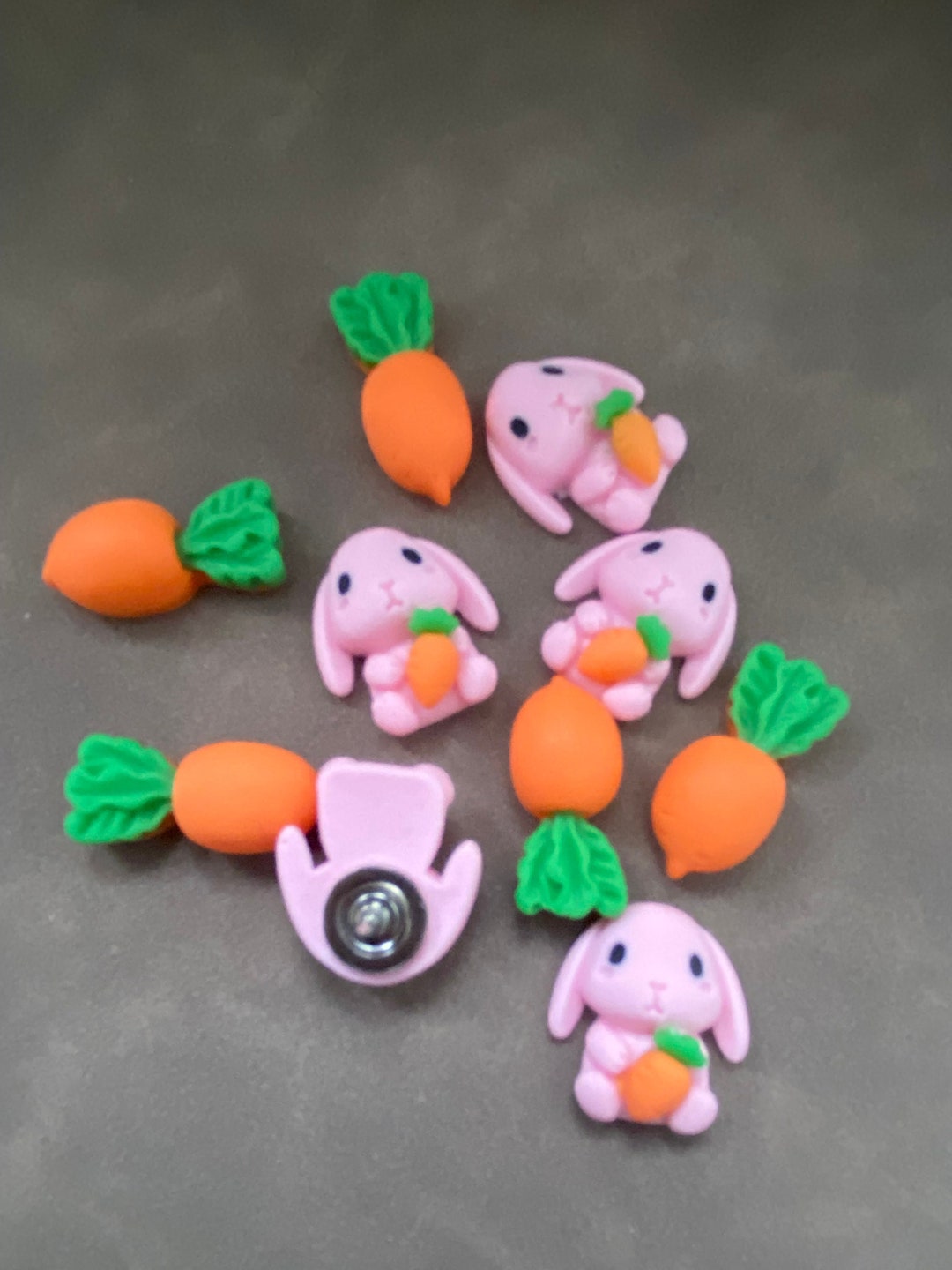 SET of 10 RABBIT and CARROTS Pushpins or Magnets, Made of Resin ...