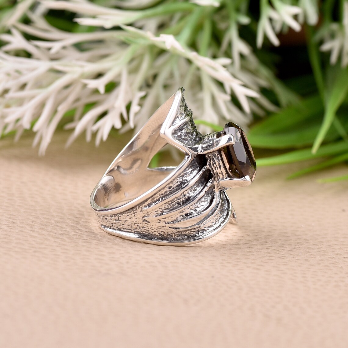 Smokey Quartz Ring-quartz Ring Smokey Quartz Jewelry gift - Etsy