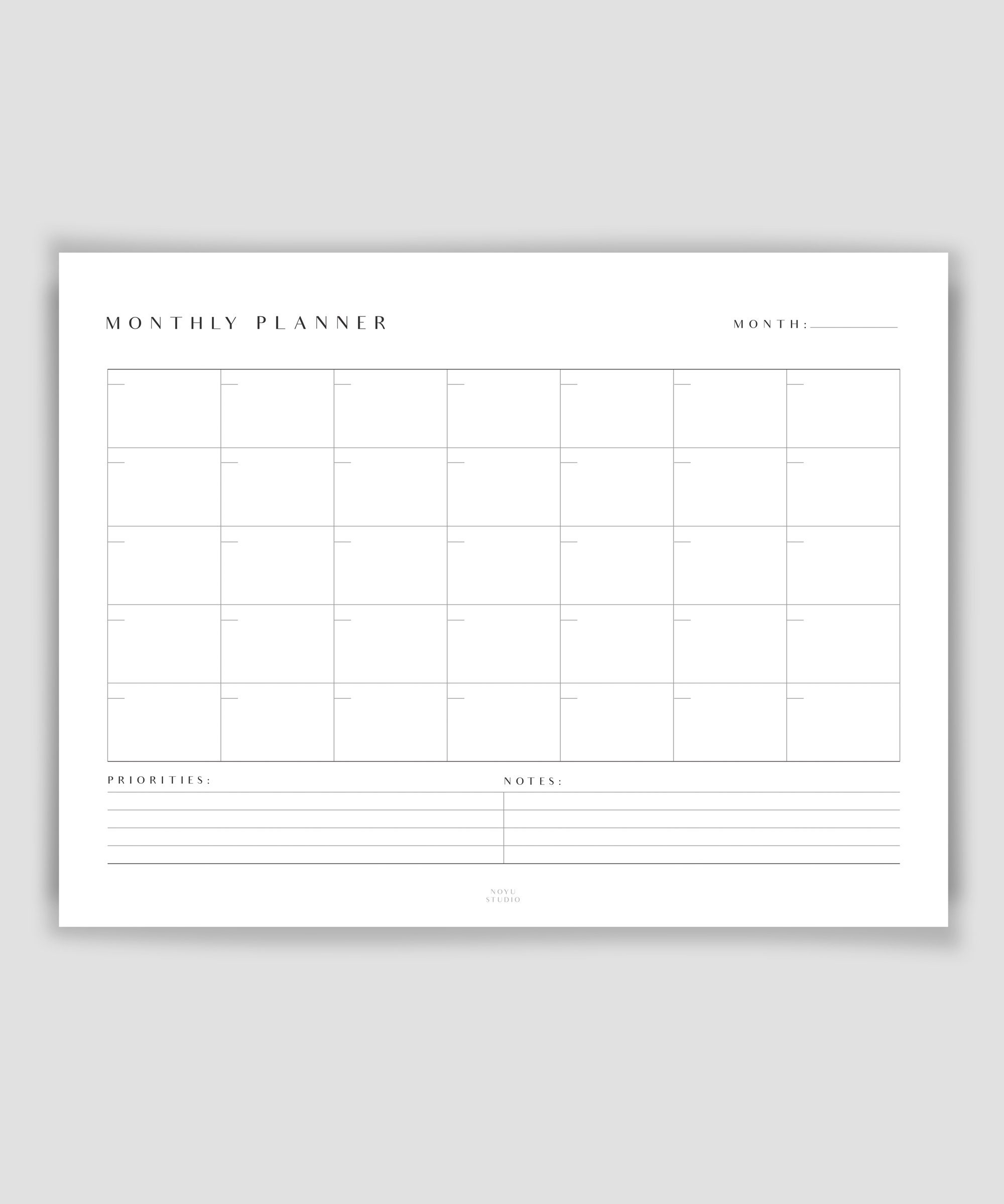 Planificador mensual imprimible, plan de mes sin fecha, plantilla de ...