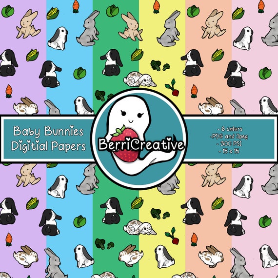 Baby Bunnies Digital Paper | Etsy