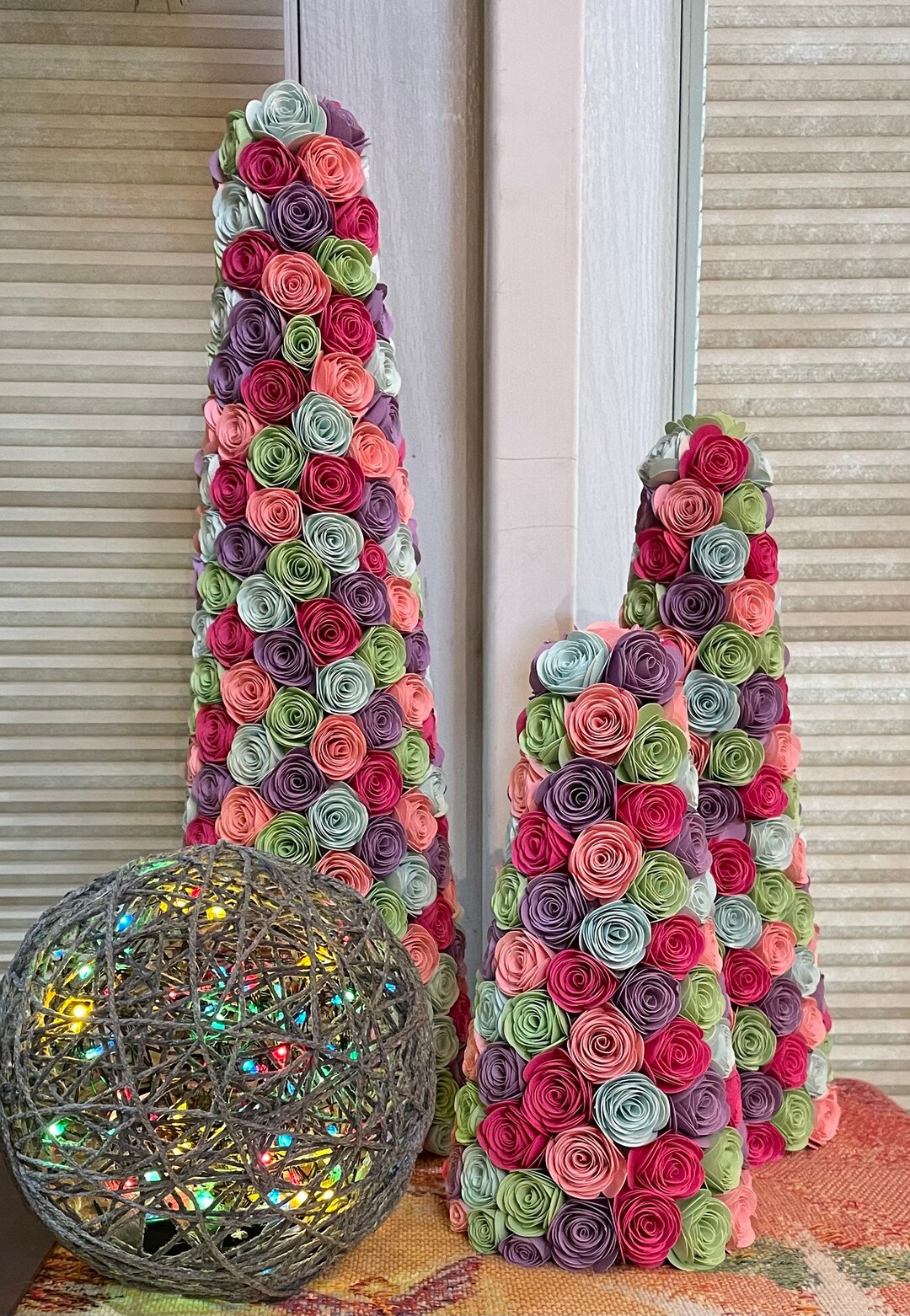 Bright Multi Colored Floral Topiary Rolled Roses - Etsy