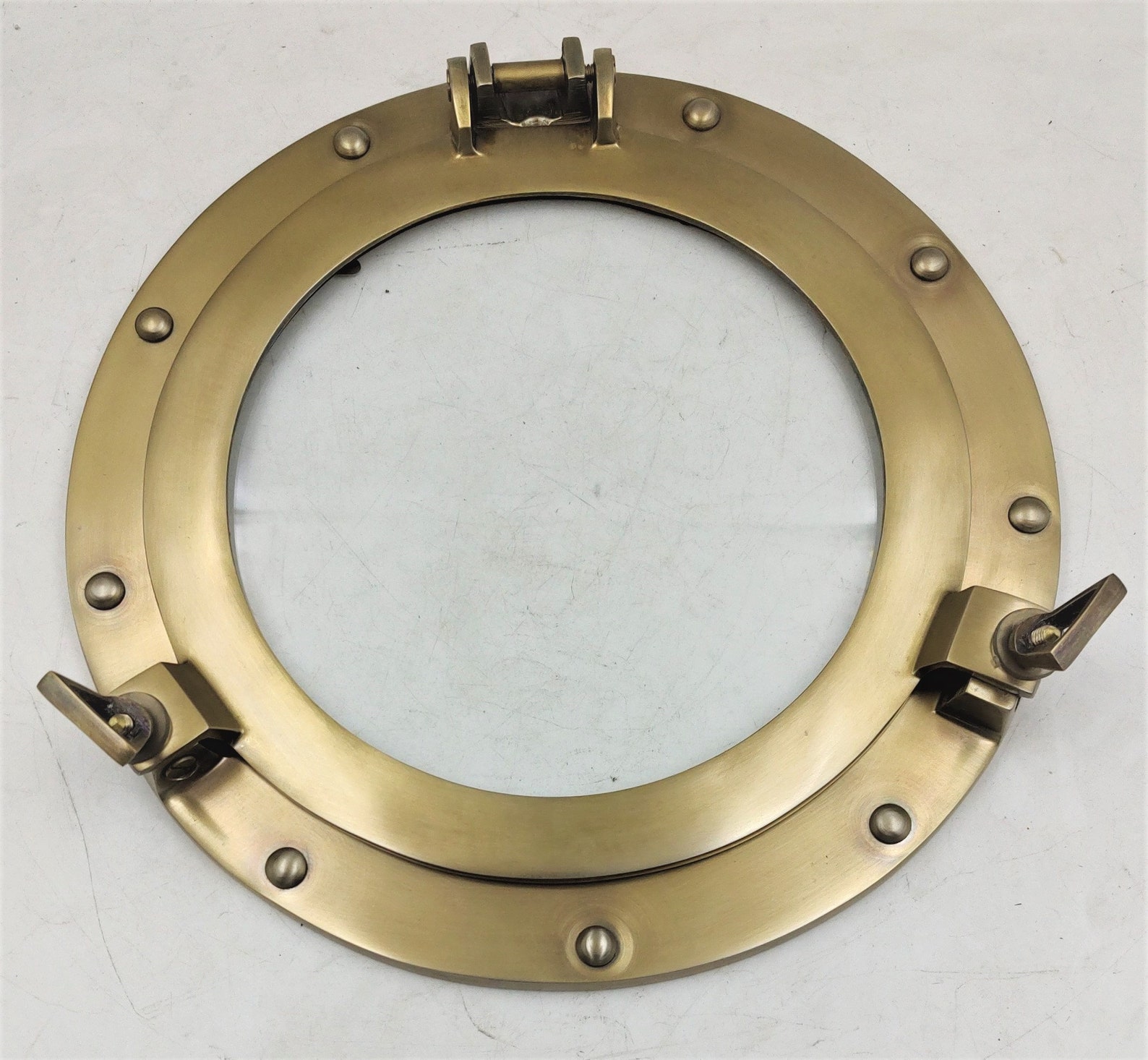 12" Brown Finish Metal Porthole Glass - Nautical Maritime Wall Decor ...