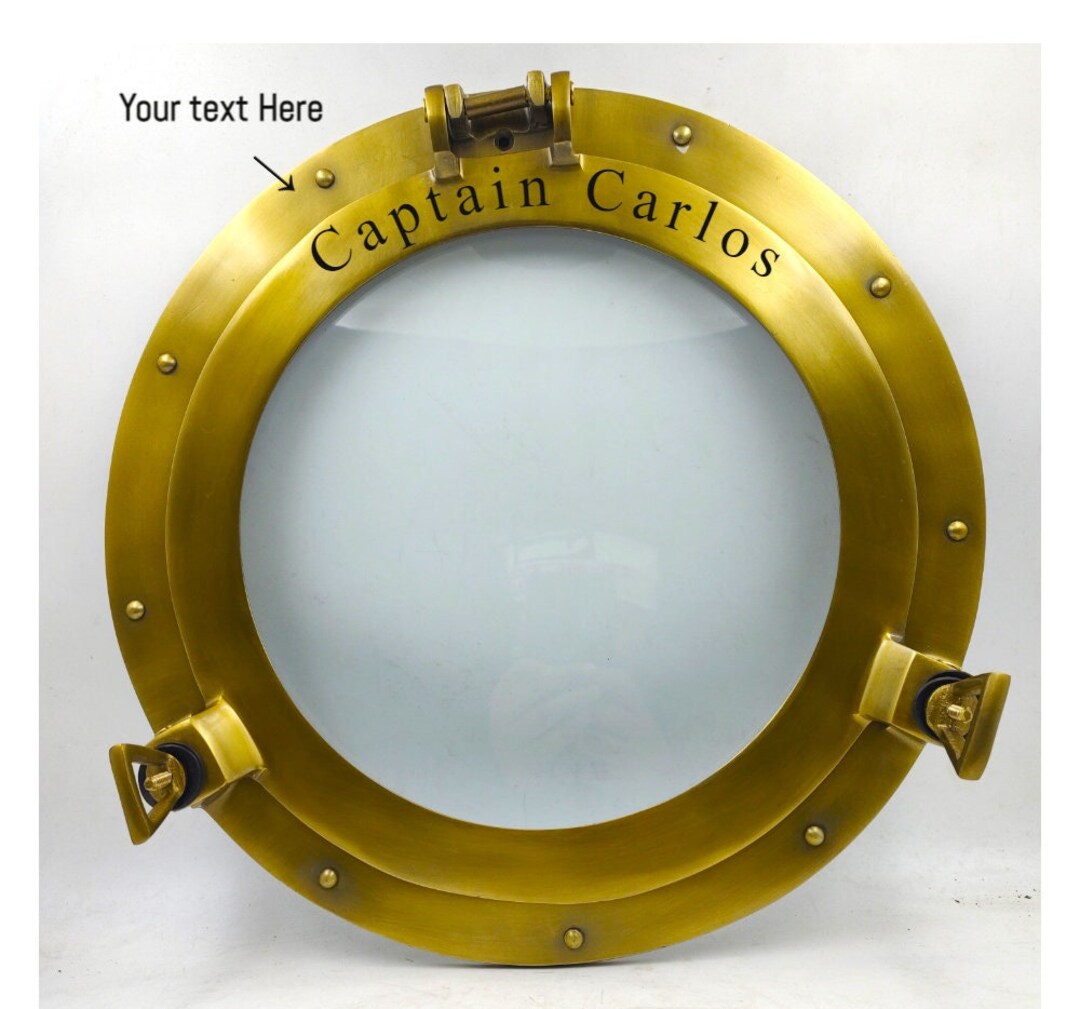 Personalized 15" Aluminum Brown Finish Metal Porthole Glass - Nautical ...