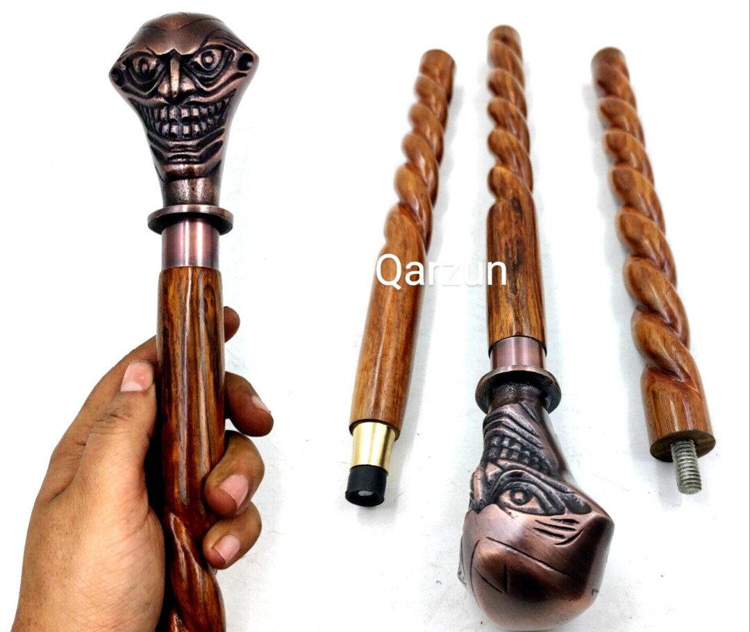 Antique Style Joker Head Walking Cane Victorian Style Rope Walking ...