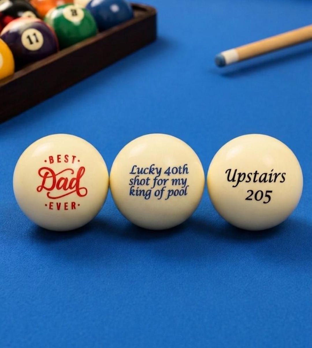 Color Engraved Monogram Pool Cue Ball, Phenolic Resin, 57mm Billiard ...