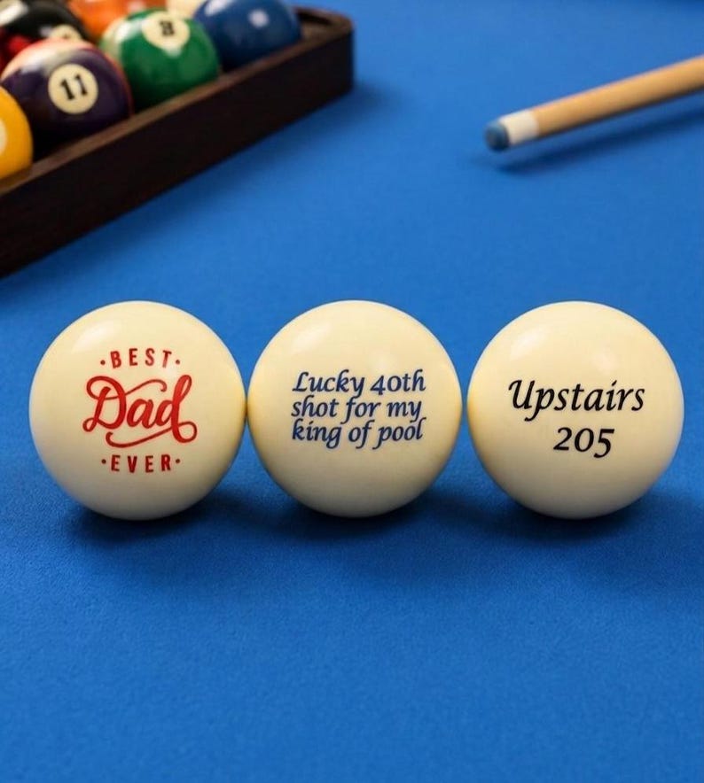 Color Engraved Monogram Pool Cue Ball, Phenolic Resin, 57mm Billiard ...