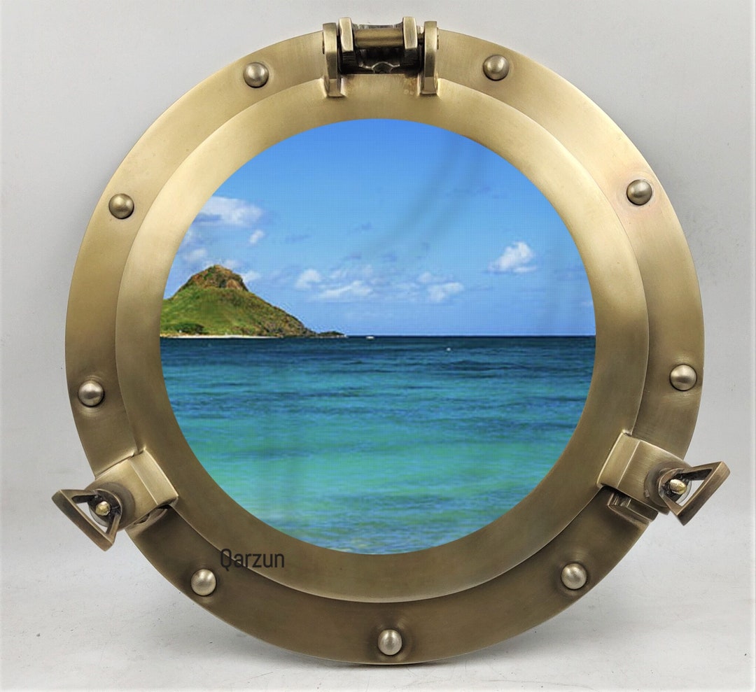 12" Brown Finish Metal Porthole Glass - Nautical Maritime Wall Decor ...