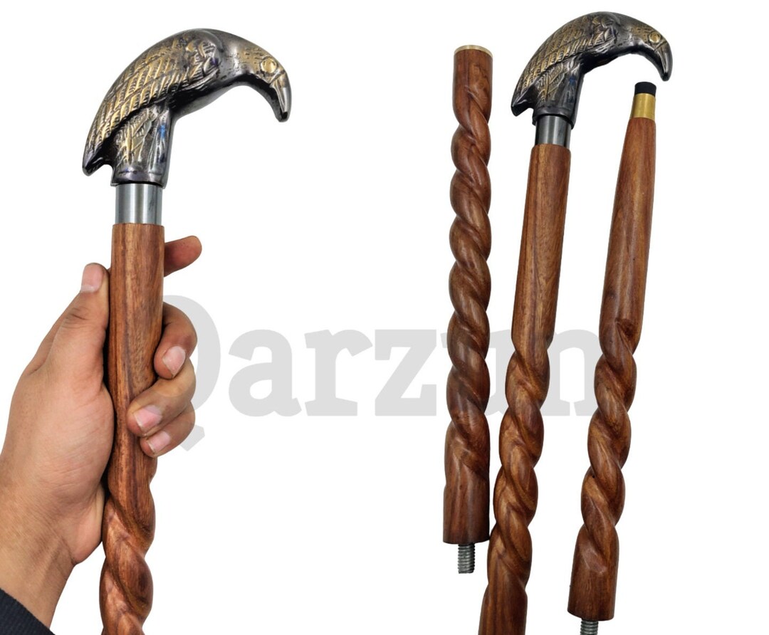 Brass Raven Antique Style Cane Handle Wooden Walking Rope - Etsy
