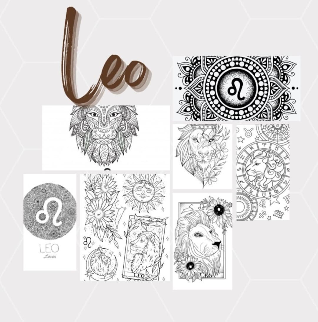 10 Leo Colouring Pages Zodiac Colouring for Relaxation - Etsy