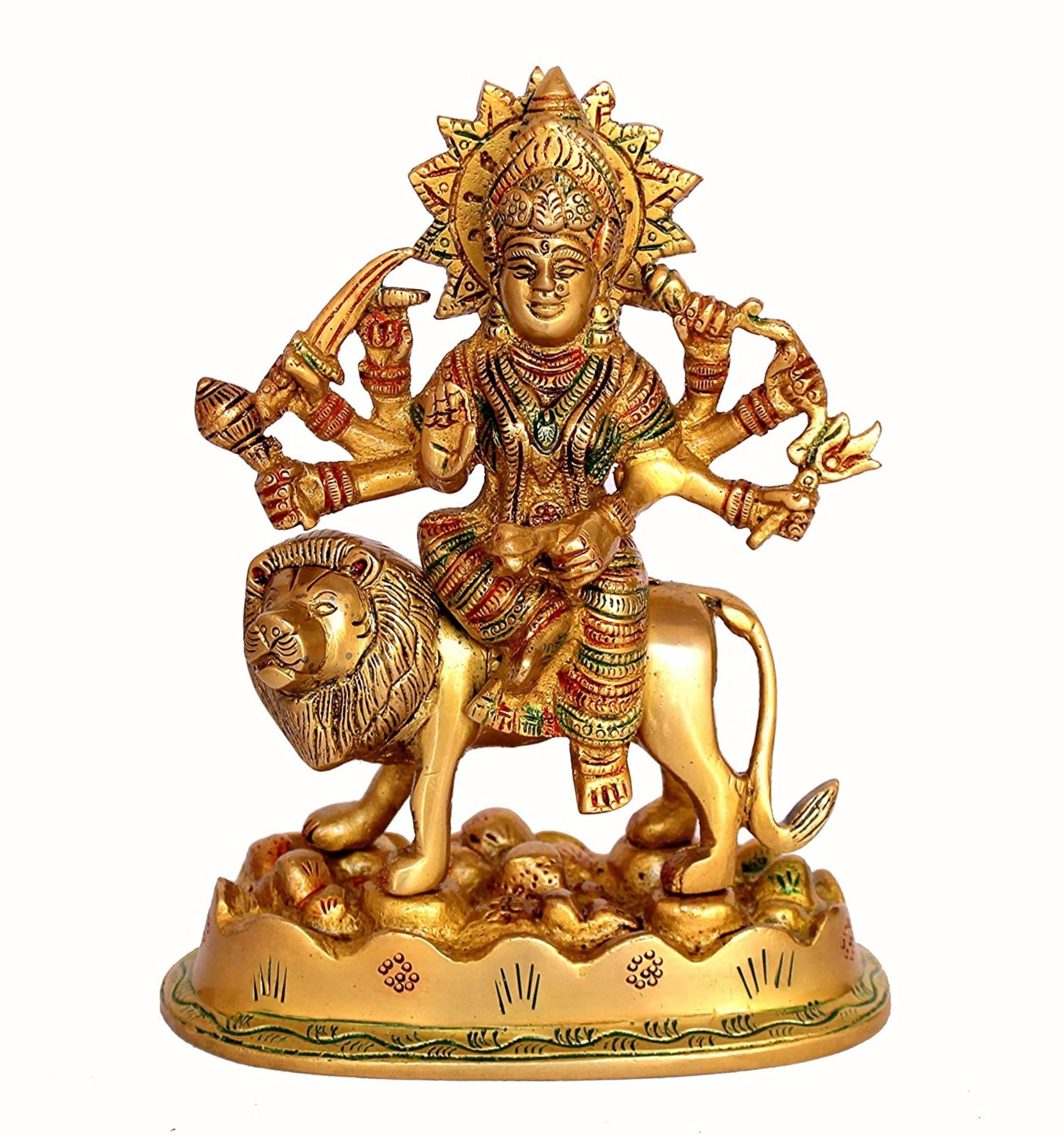 Brass Maa Durga Idol Standard Golden 1 Piece Etsy