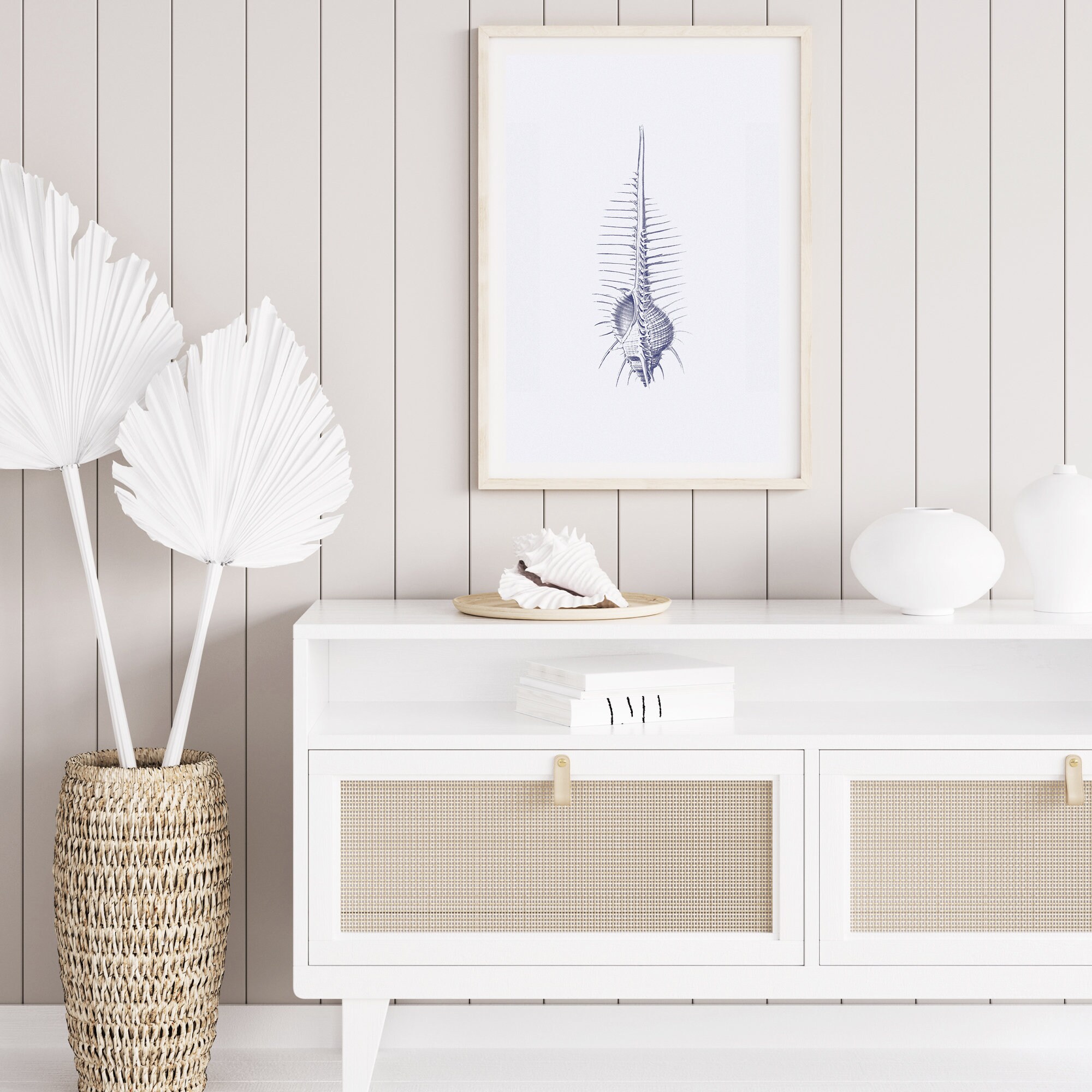 Navy Blue Shell Wall Art Print Hamptons Inspired Coastal Art - Etsy ...