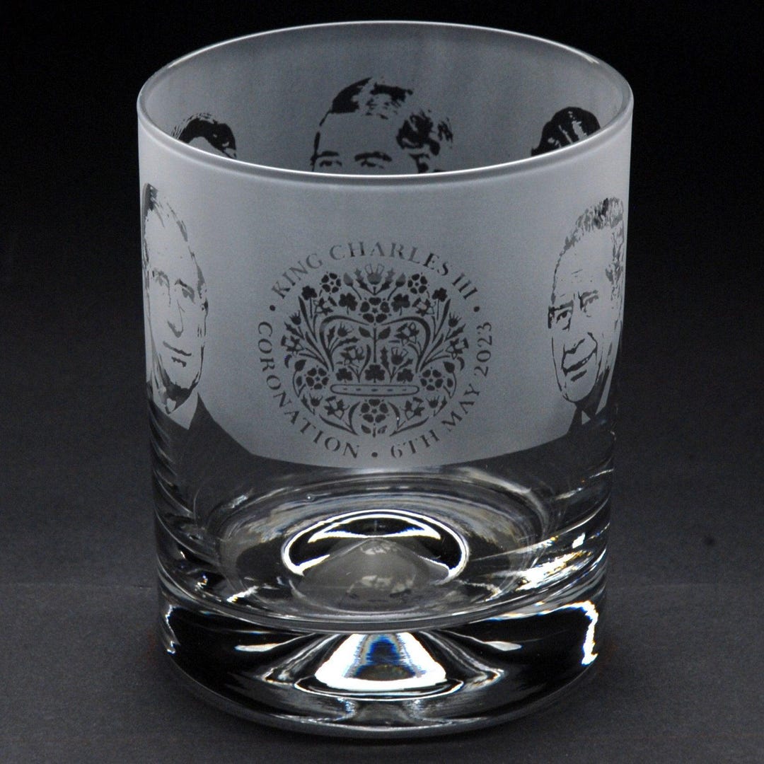 King Charles III Coronation Whisky Tumbler Glass | Etched Engraved ...