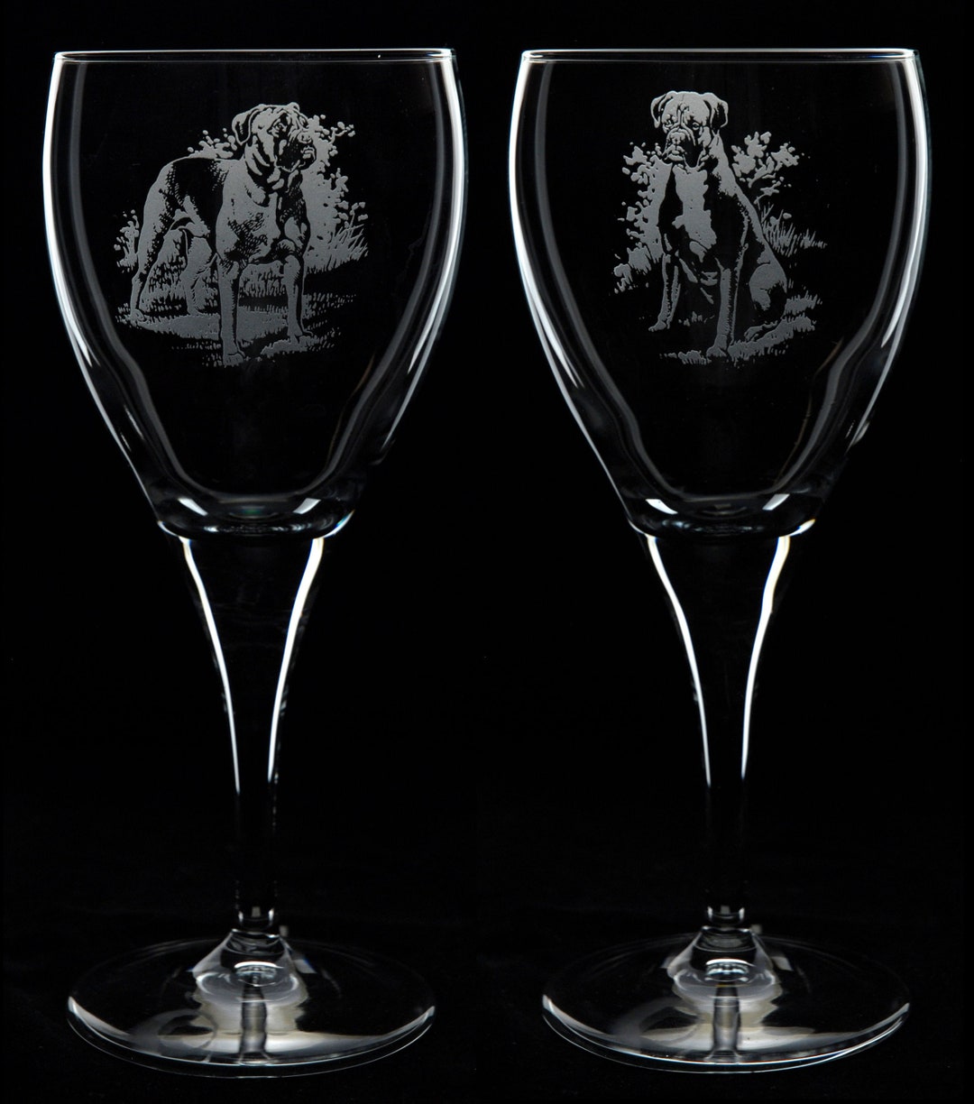 Boxer Dog Crystal Wine Glass Engraved Pair or Single - Etsy