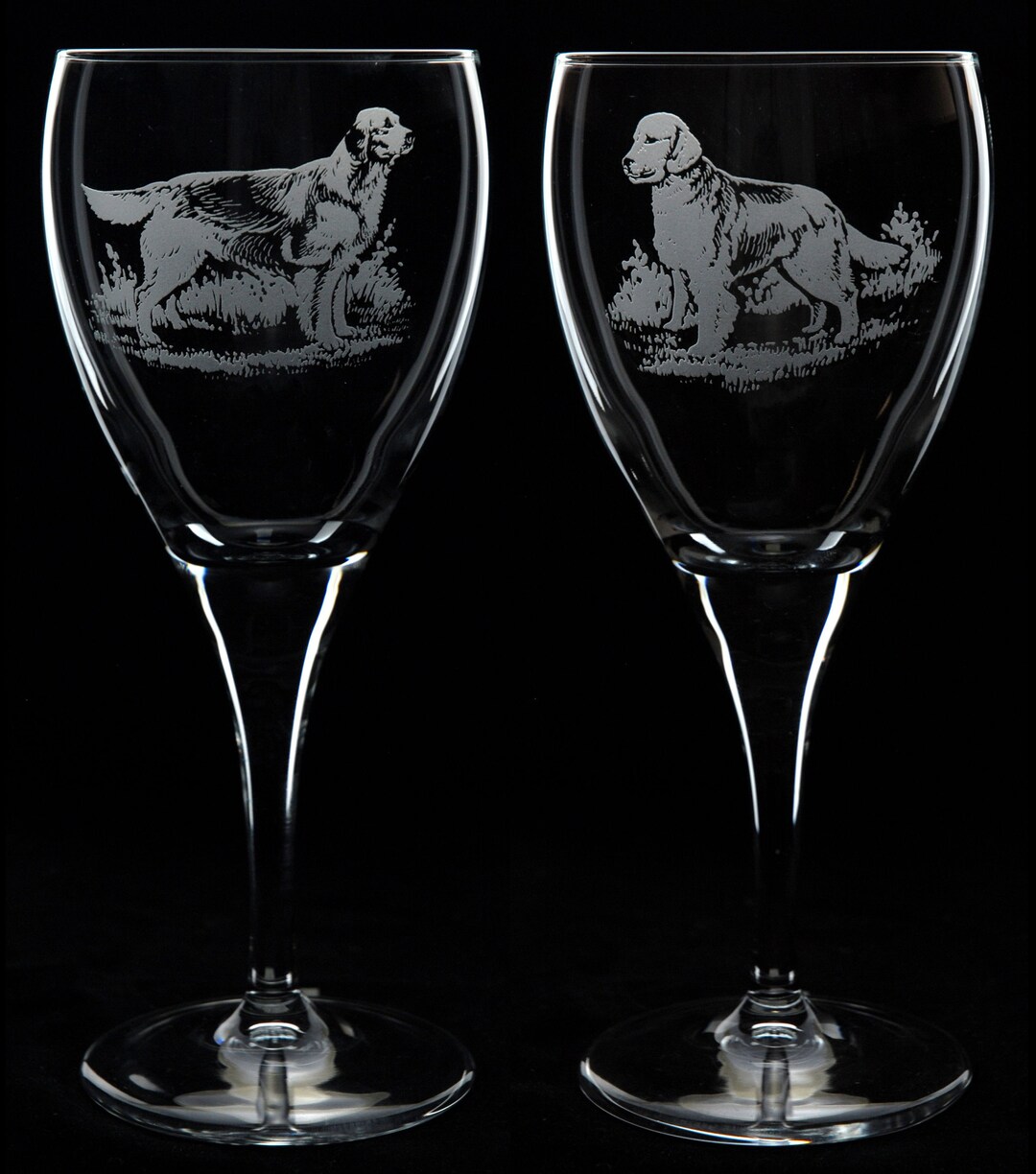 Golden Retriever Dog Crystal Wine Glass Engraved Pair or - Etsy