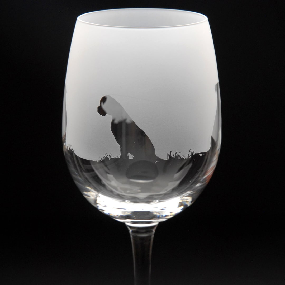 Boxer Dog Crystal Wine Glass | Etched Engraved Glassware | Boxer Dog ...