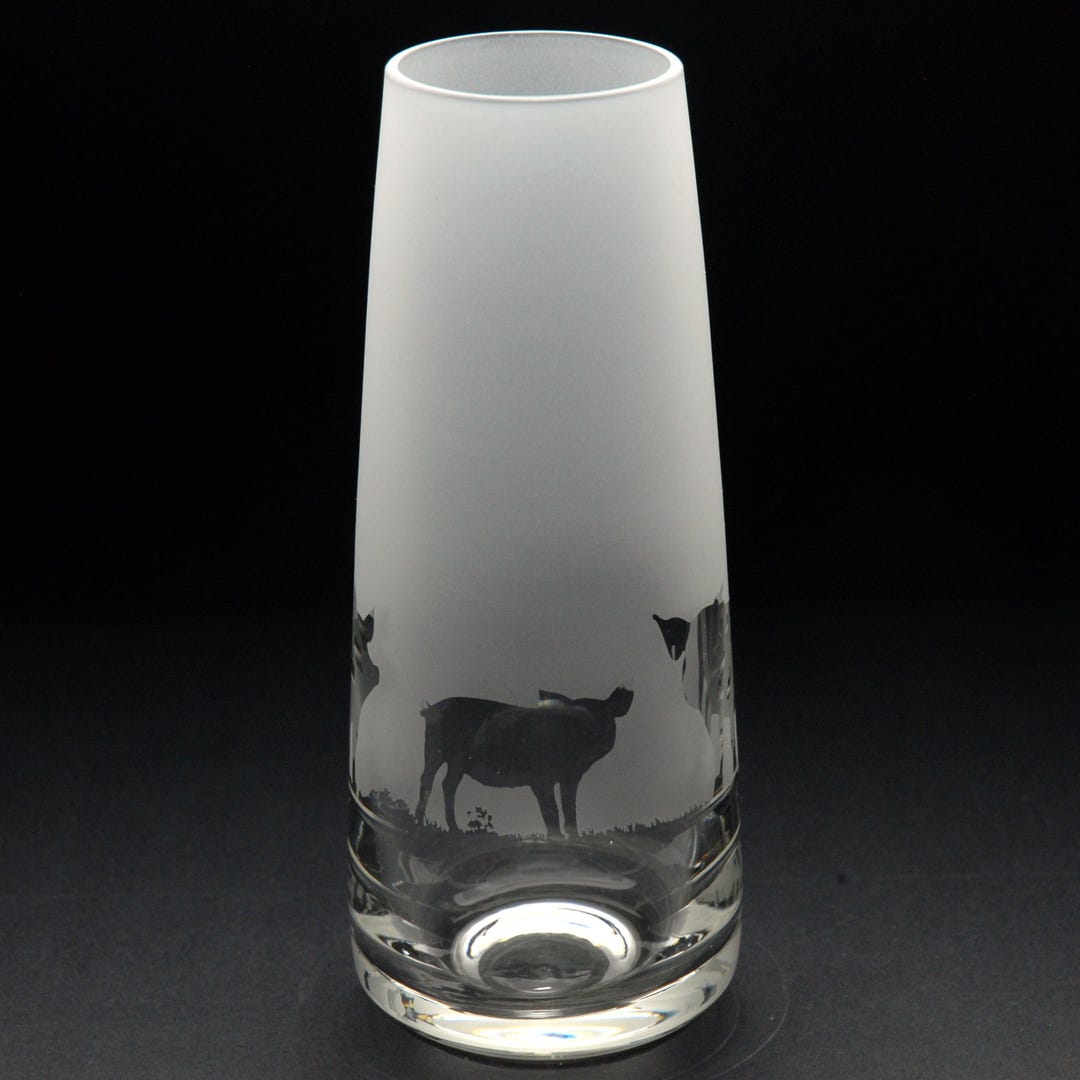 Pig Glass Bud Vase 150 Mm - Hand Etched/engraved Pig Design by Glyptic ...