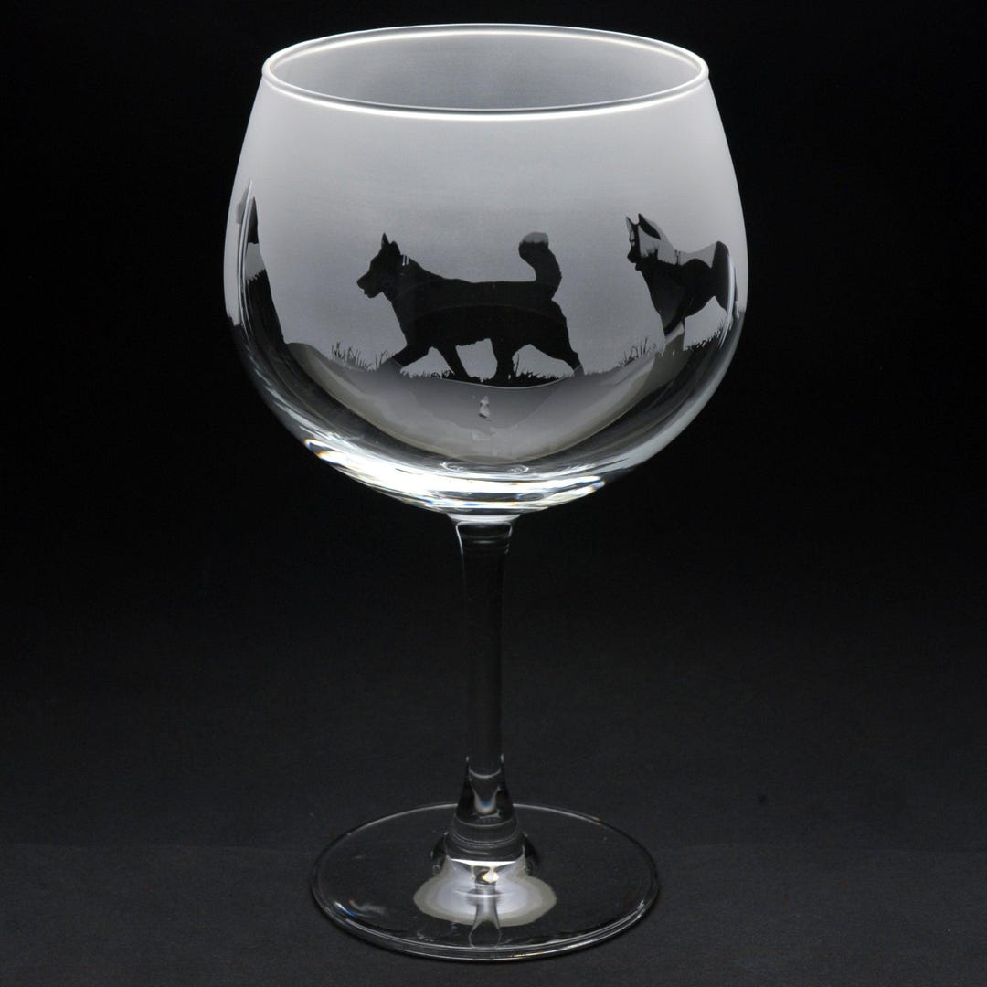 Husky Dog Gin Cocktail Glass 650 Ml - Hand Etched/engraved Husky Design ...