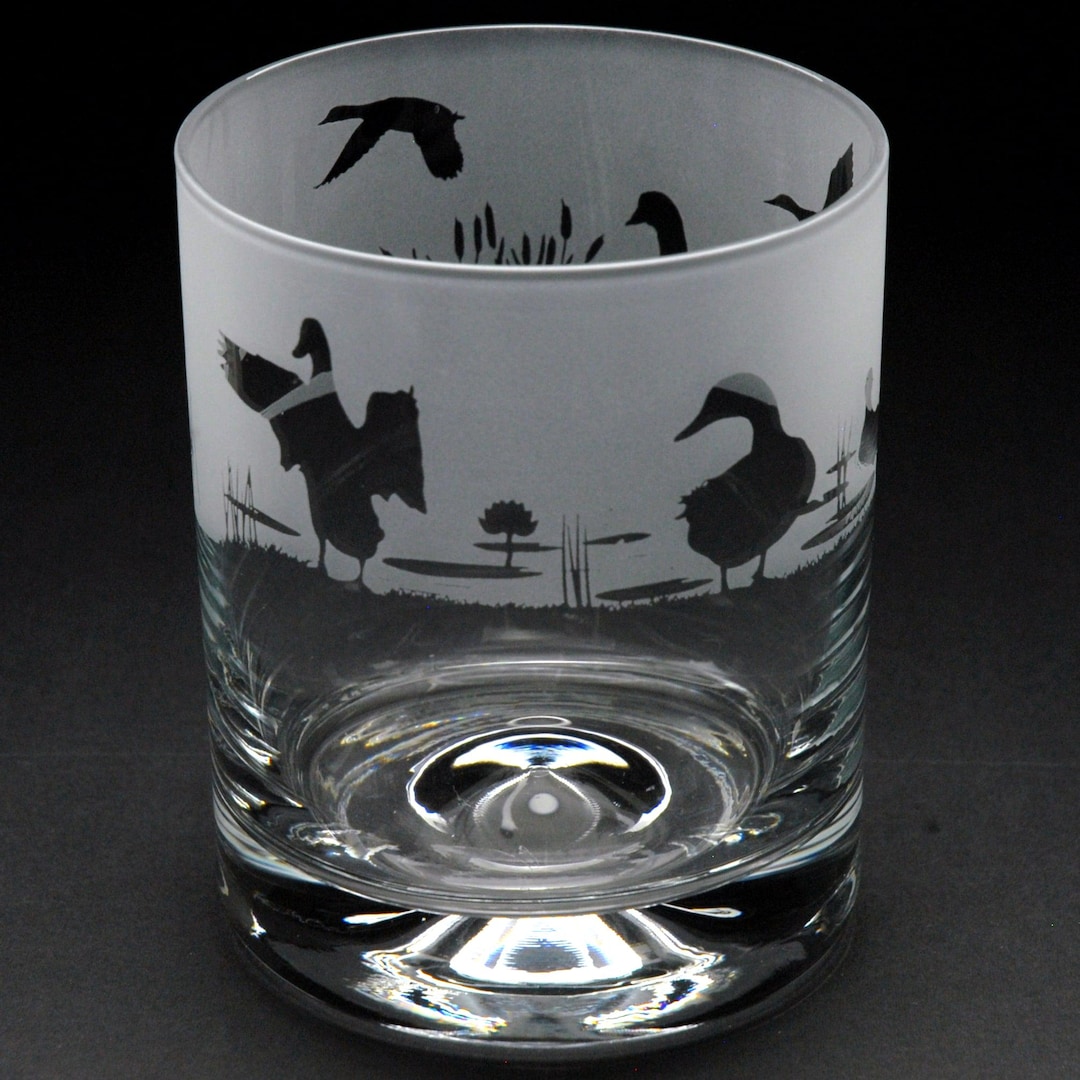 Duck Whiskey Tumbler Glass 260 Ml - Hand Etched/engraved Duck Design by ...