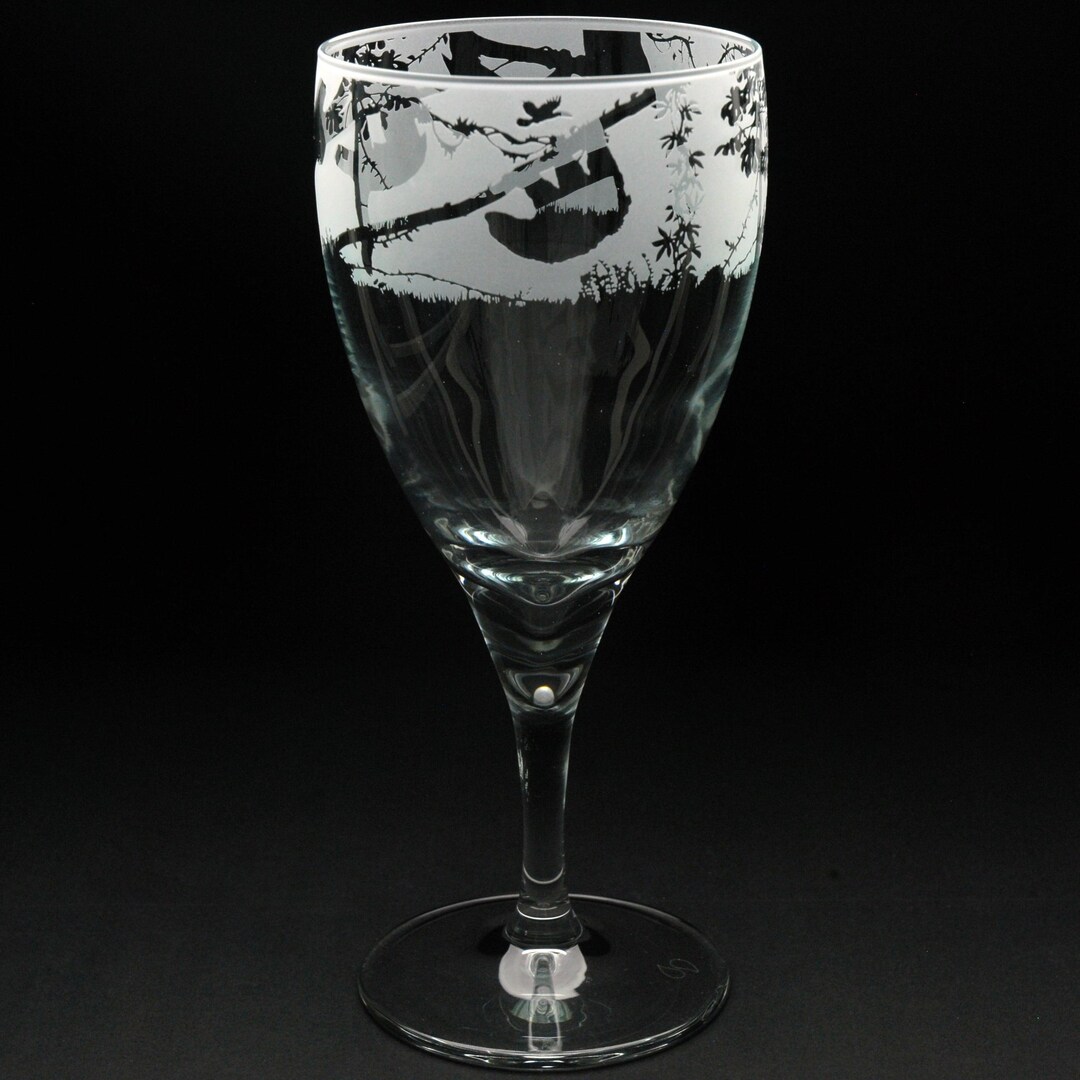 Sloth Crystal Wine Glass 390 Ml Hand Etched/engraved Sloth Design by ...