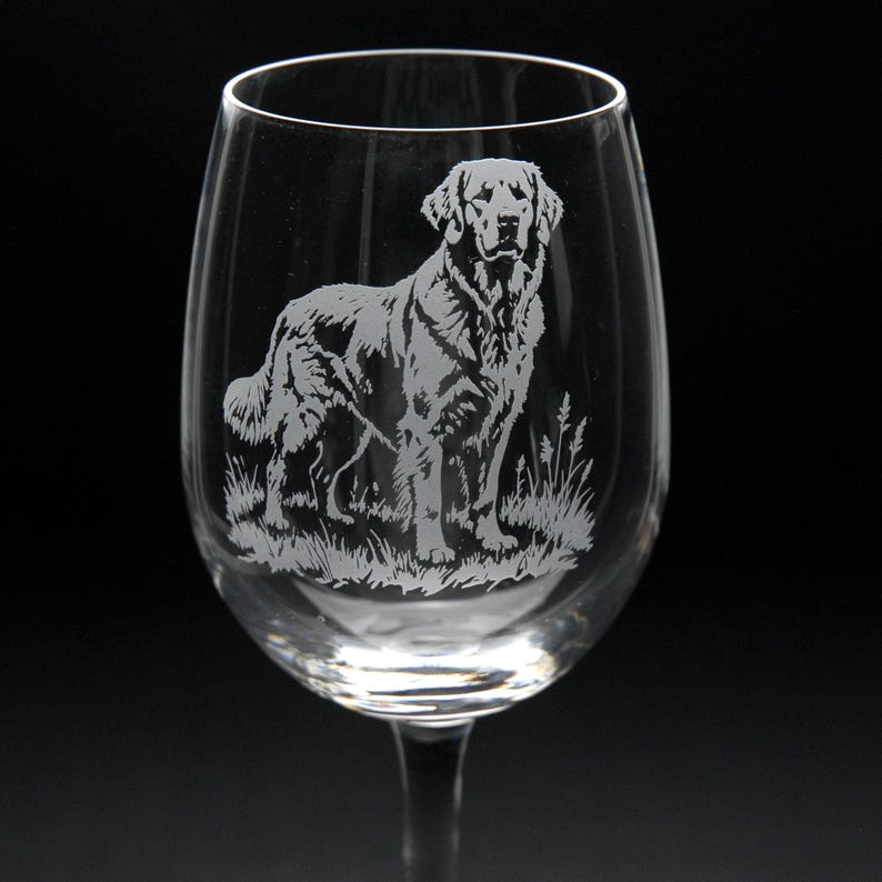 Golden Retriever Dog Crystal Wine Glass | Etched Engraved Glassware ...