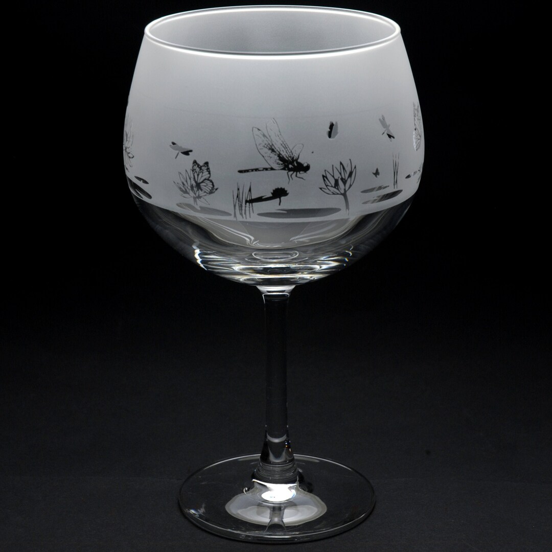 Butterfly and Dragonfly Gin Cocktail Glass 650 Ml Hand Etched/engraved ...