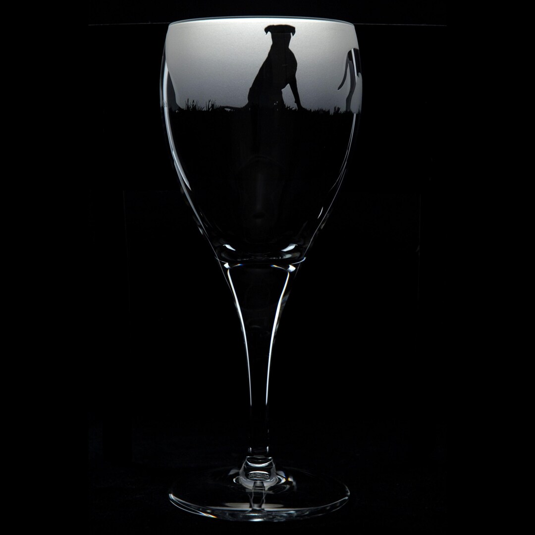 Boxer Dog Crystal Wine Glass 390 Ml - Hand Etched/engraved Boxer Design ...