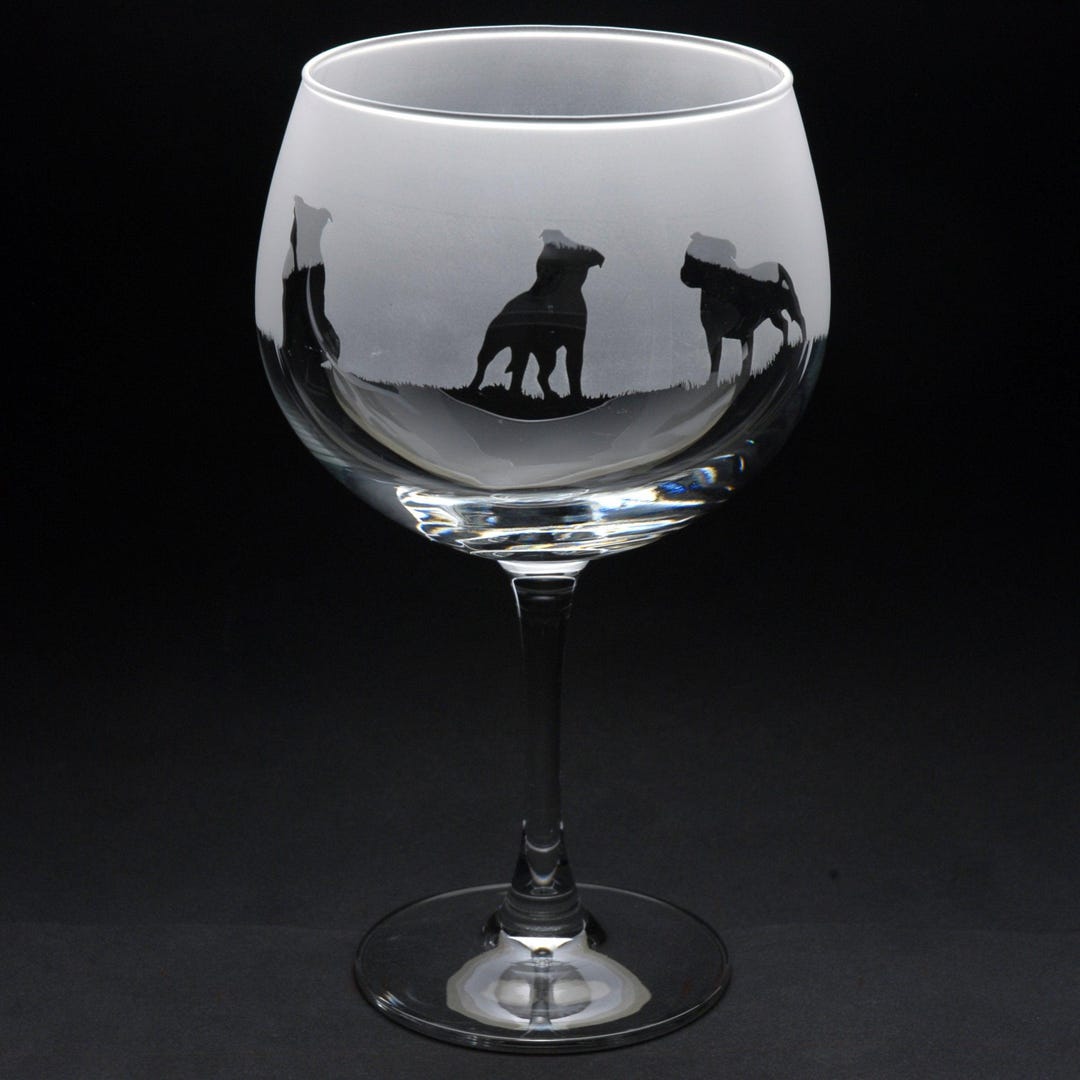 Staffy Dog Gin Cocktail Glass | Etched Engraved Glassware | Staffy Dog ...