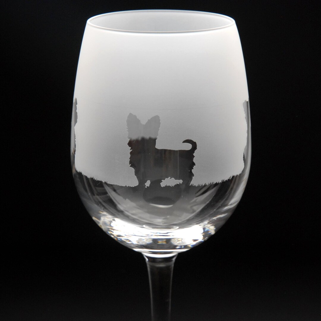 Yorkie Dog Crystal Wine Glass | Etched Engraved Glassware | Yorkie Dog ...