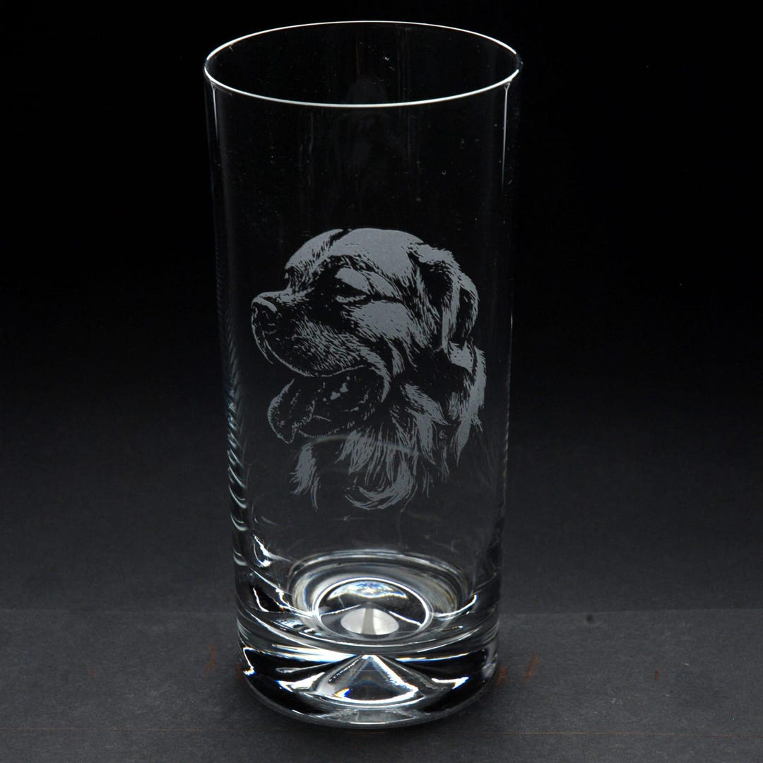 Golden Retriever Dog Head Highball Glass | Etched Engraved Glassware ...