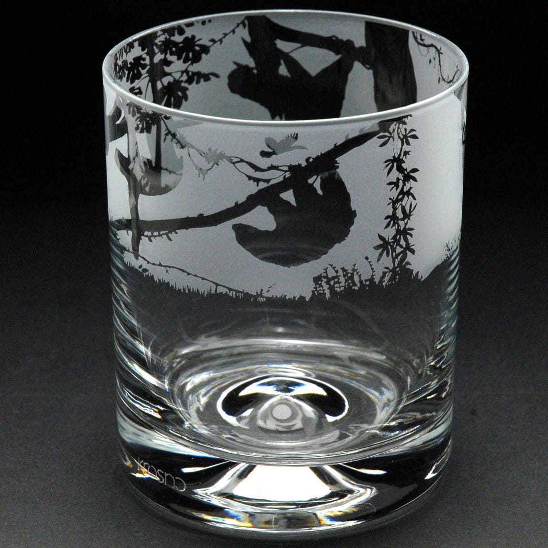 Sloth Whiskey Tumbler Glass 260 Ml - Hand Etched/engraved Sloth Design ...