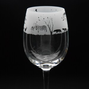 Safari Crystal Wine Glass 390 Ml - Hand Etched/engraved Safari Design ...