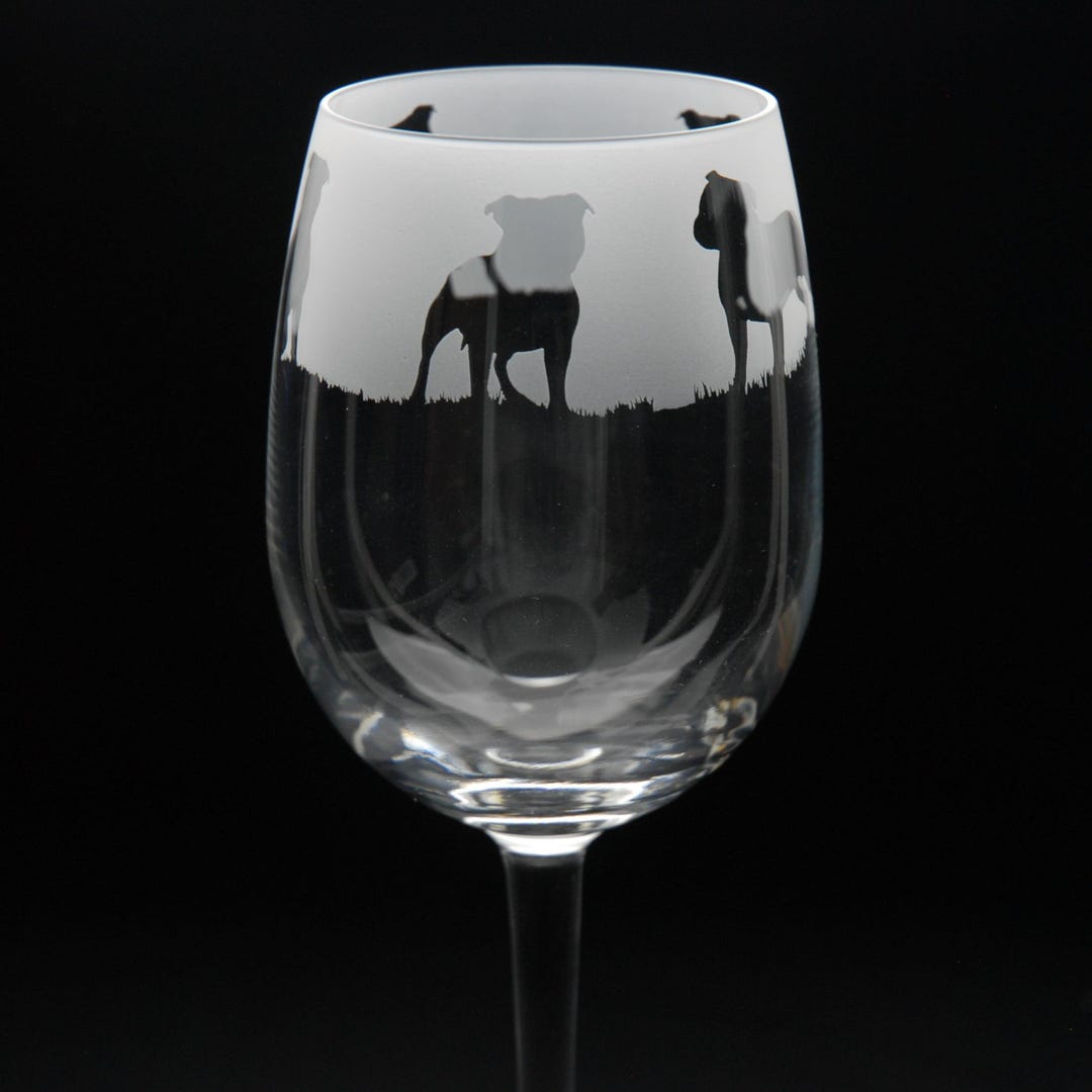 Staffy Dog Crystal Wine Glass | Etched Engraved Glassware | Staffy Dog ...