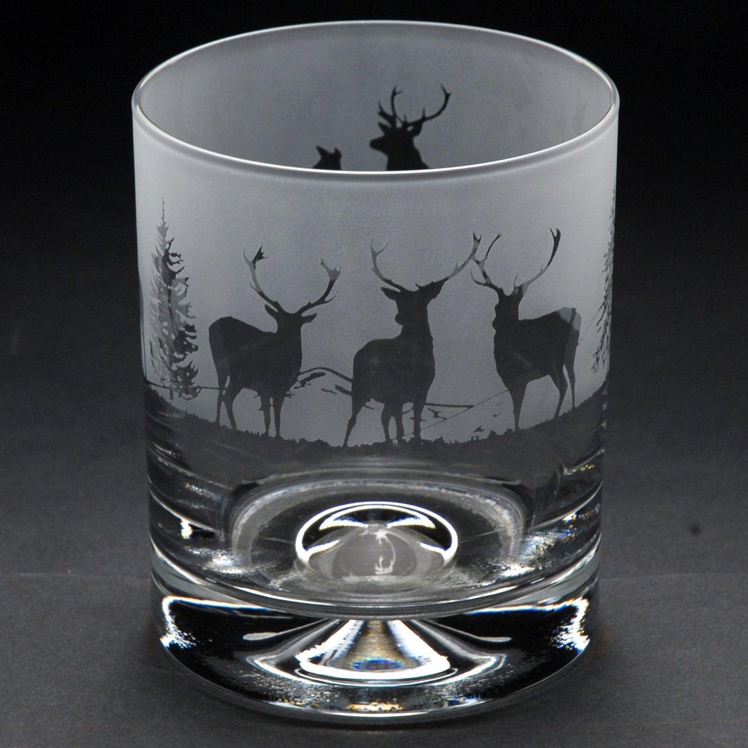 Stag Whiskey Tumbler Glass 260 Ml - Hand Etched/engraved Stag Design by ...