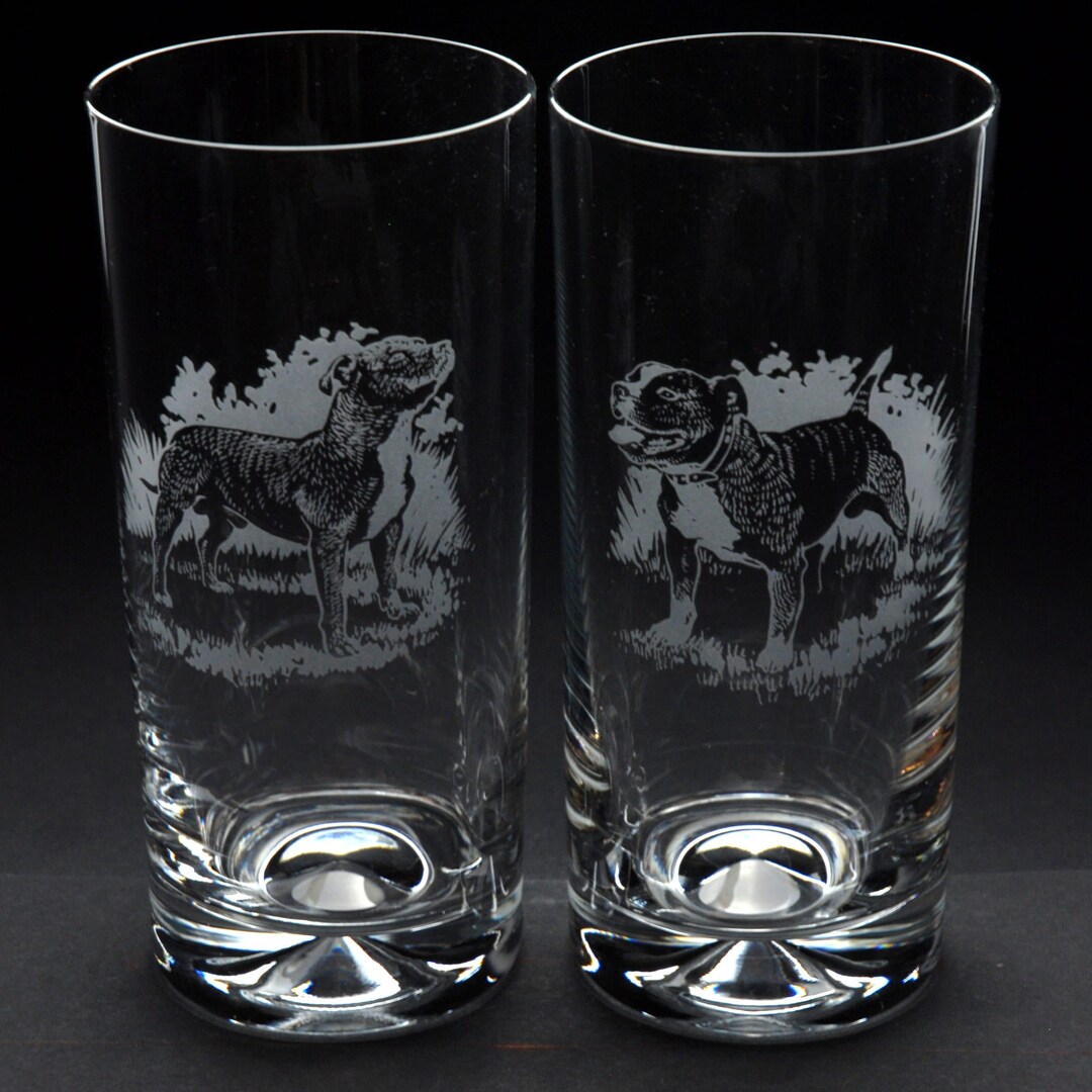 Staffy Dog Highball Glass 300 Ml - Hand Etched/engraved Staffy Design ...