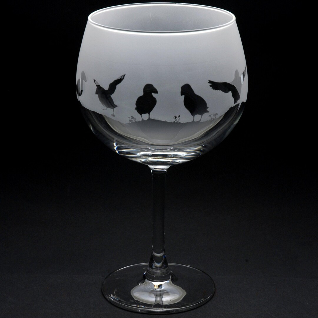Puffin Gin Cocktail Glass 650 Ml - Hand Etched/engraved Puffin Design ...