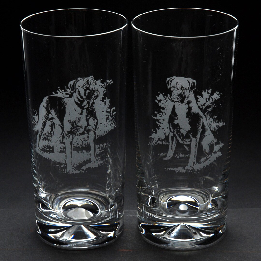 Boxer Dog Highball Glass 300 Ml - Hand Etched/engraved Boxer Design by ...