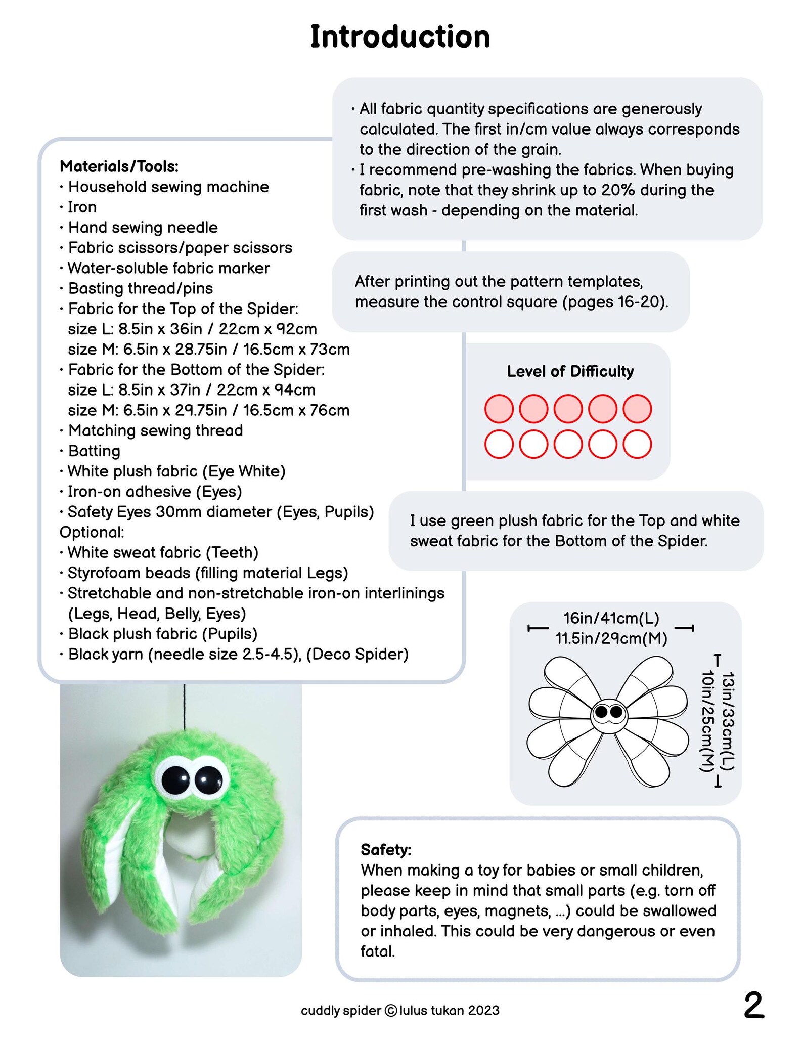 Cuddly Spider Sewing Pattern PDF Download - Etsy